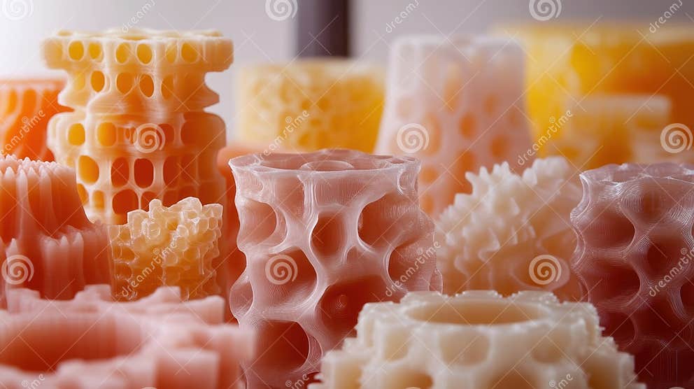 3d Printed Objects Showing Porous Structures in Various Colors Stock ...