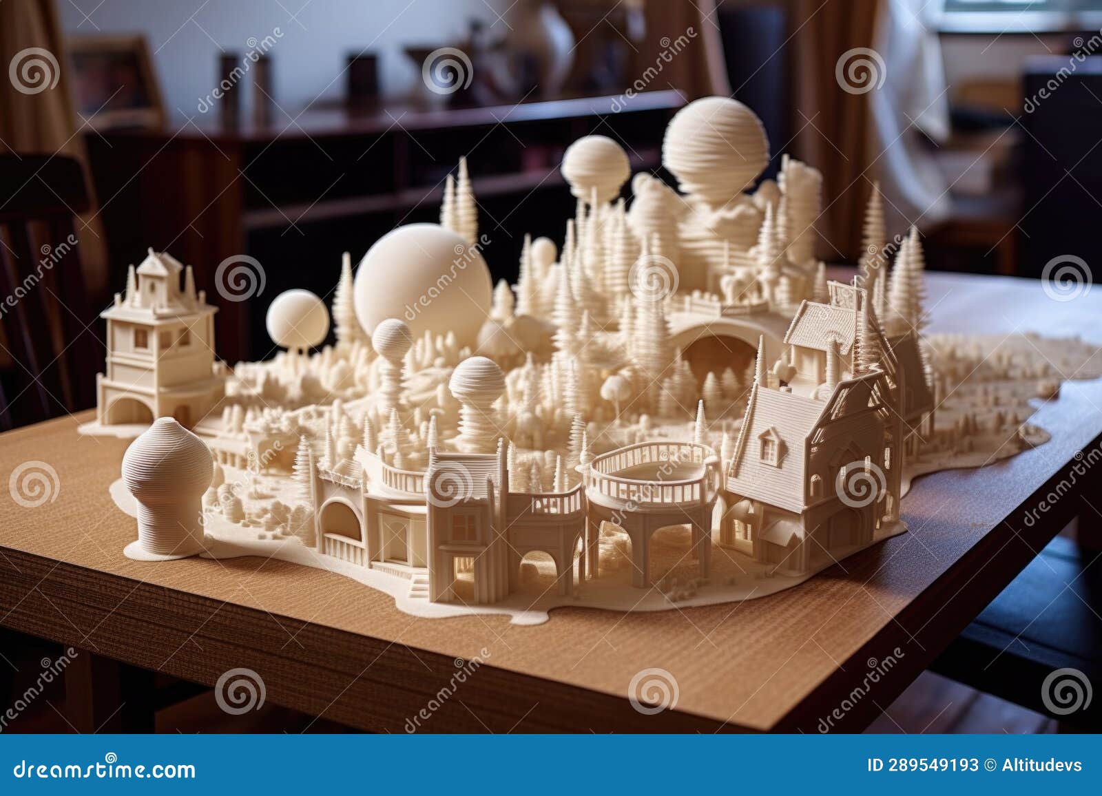 4d Printed Objects Transforming on a Table Stock Illustration ...