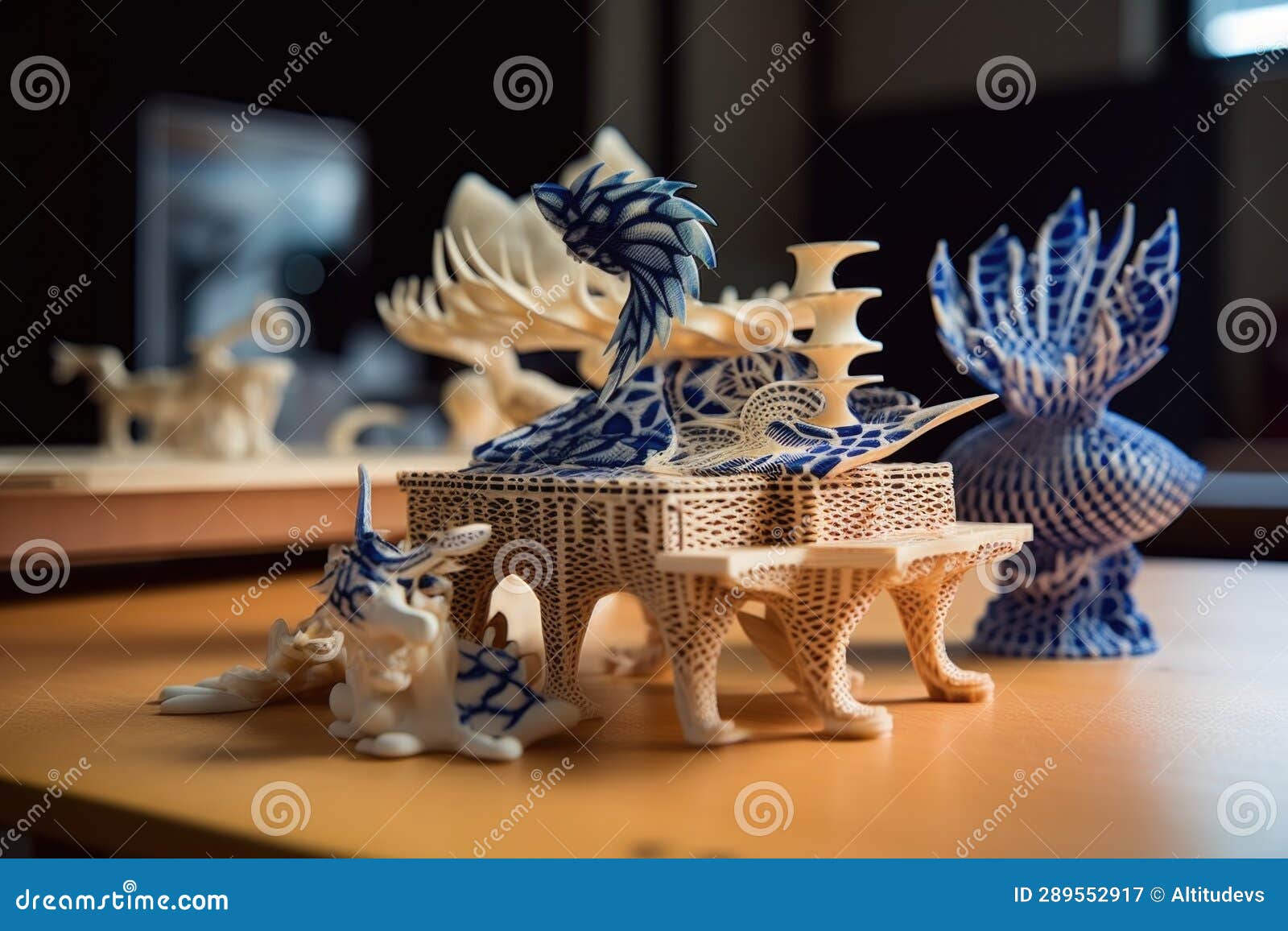 4d Printed Objects Transforming on a Table Stock Image - Image of ...