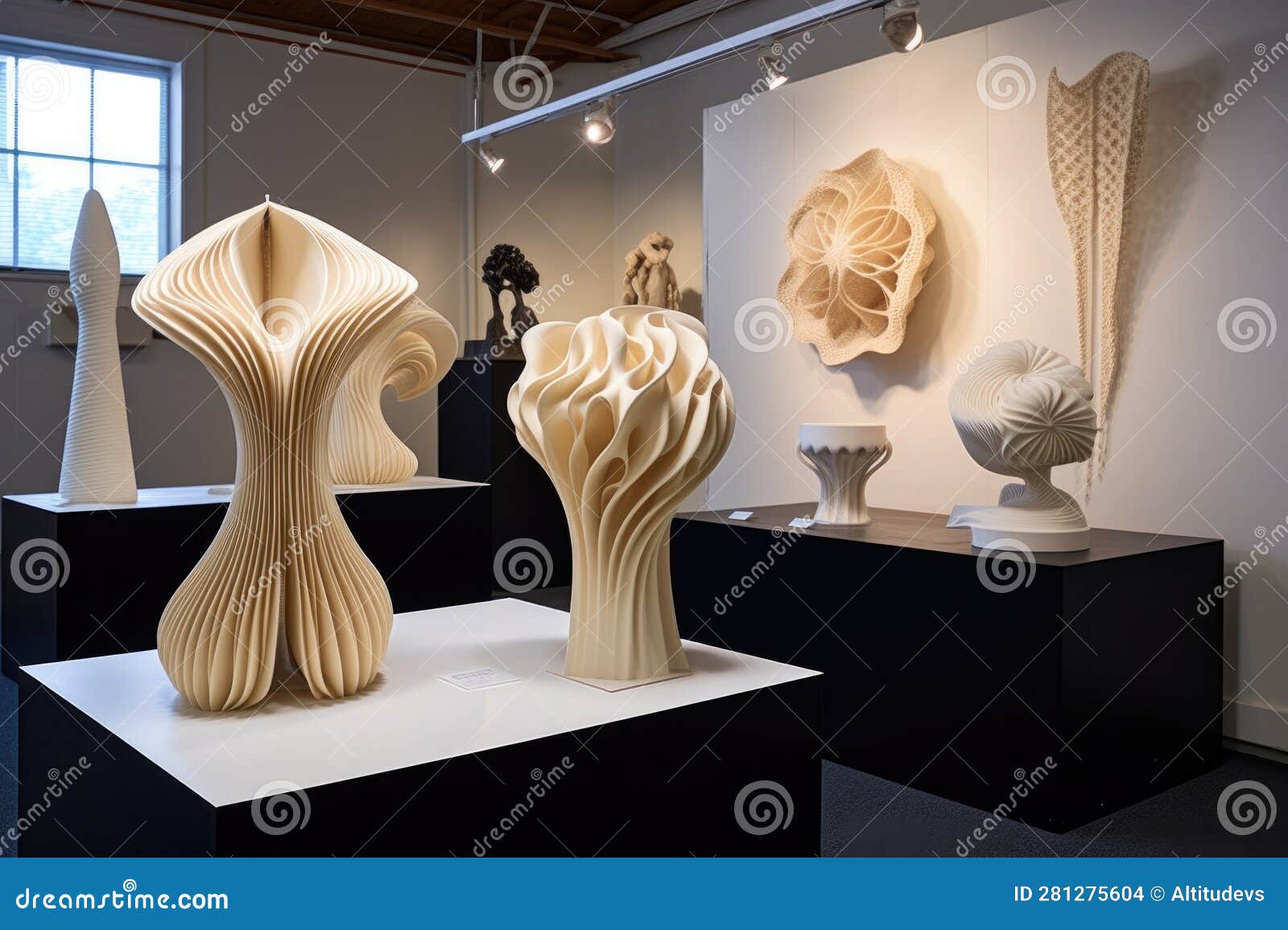 3d-printed Organic Shapes in an Art Exhibit Stock Illustration ...
