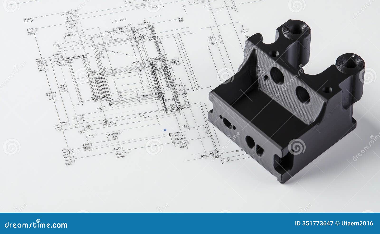 3d Printed Part Laying on Technical Drawing Blueprint Stock Image ...