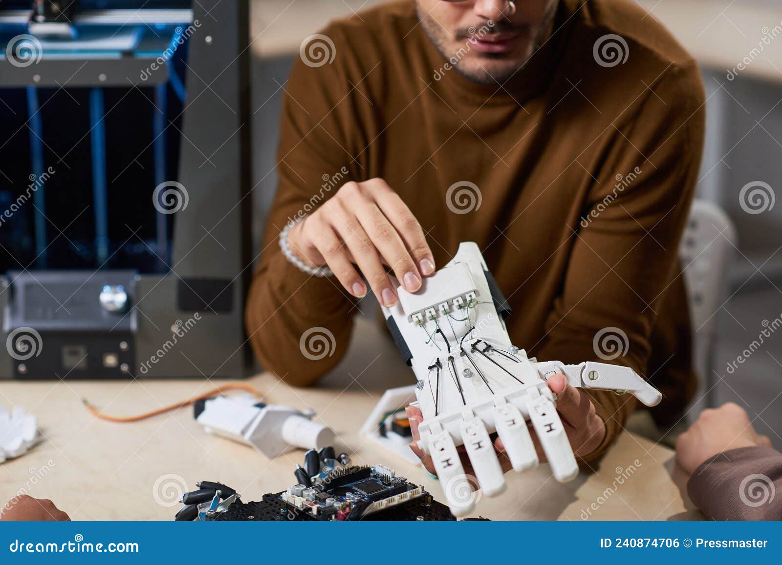 3D Printed Robotic Hand stock photo. Image of working - 240874706