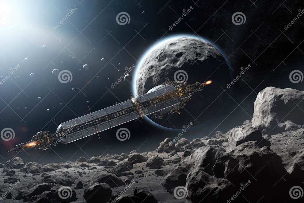 3d Printed Space Station Orbiting an Asteroid Stock Image - Image of ...