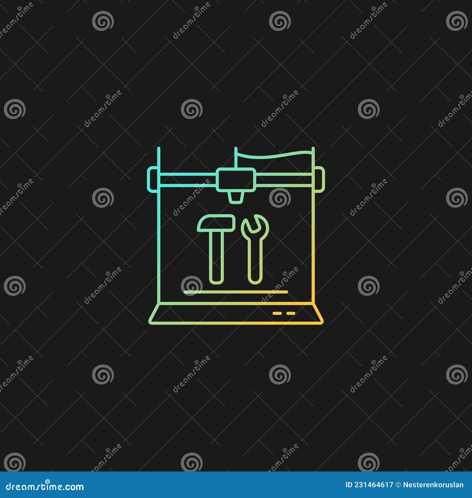 3d Printed Tools Gradient Vector Icon for Dark Theme Stock Vector ...