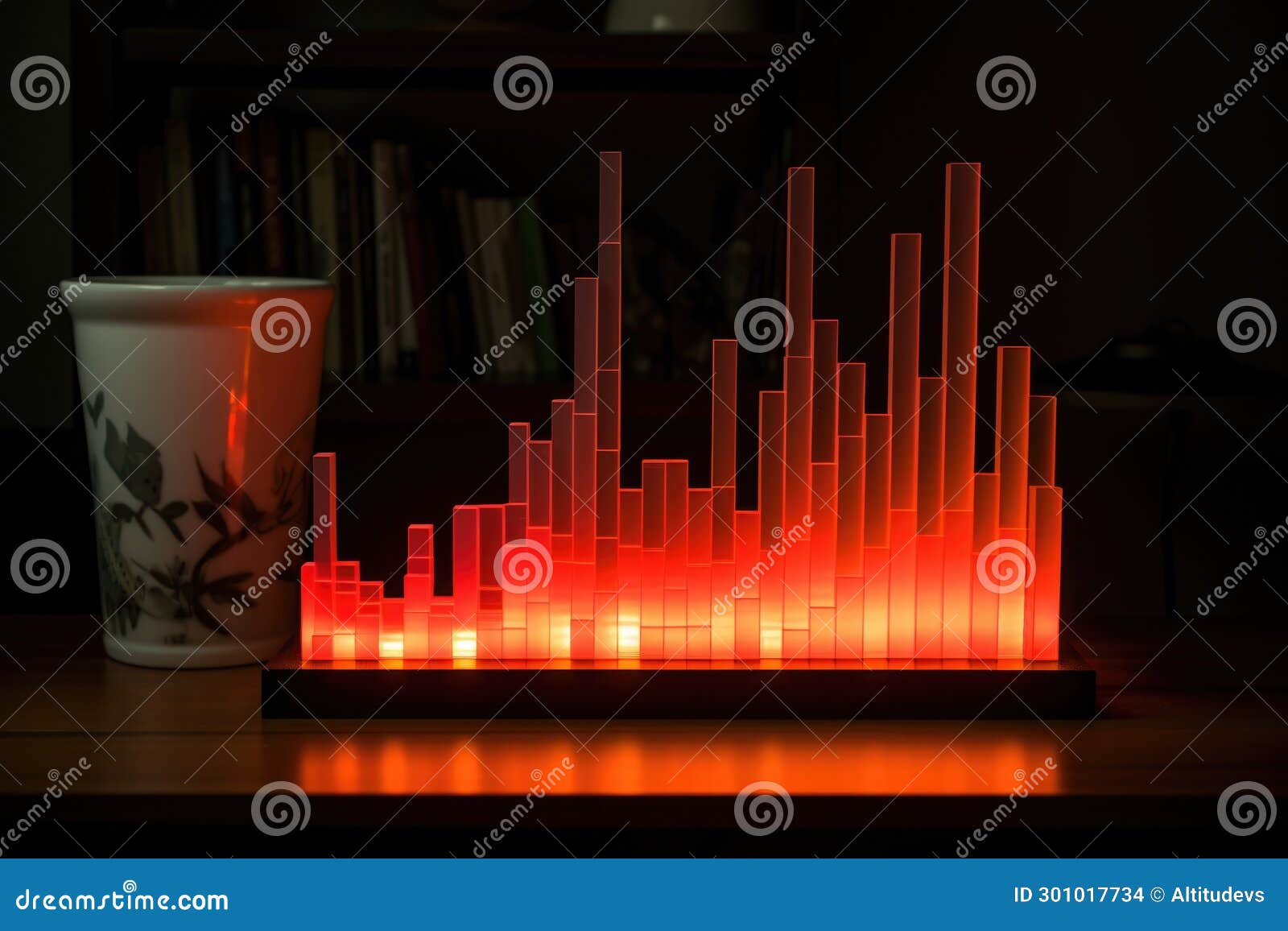 3d Printed Upward-trending Bar Chart on a Lighted Desk Stock ...