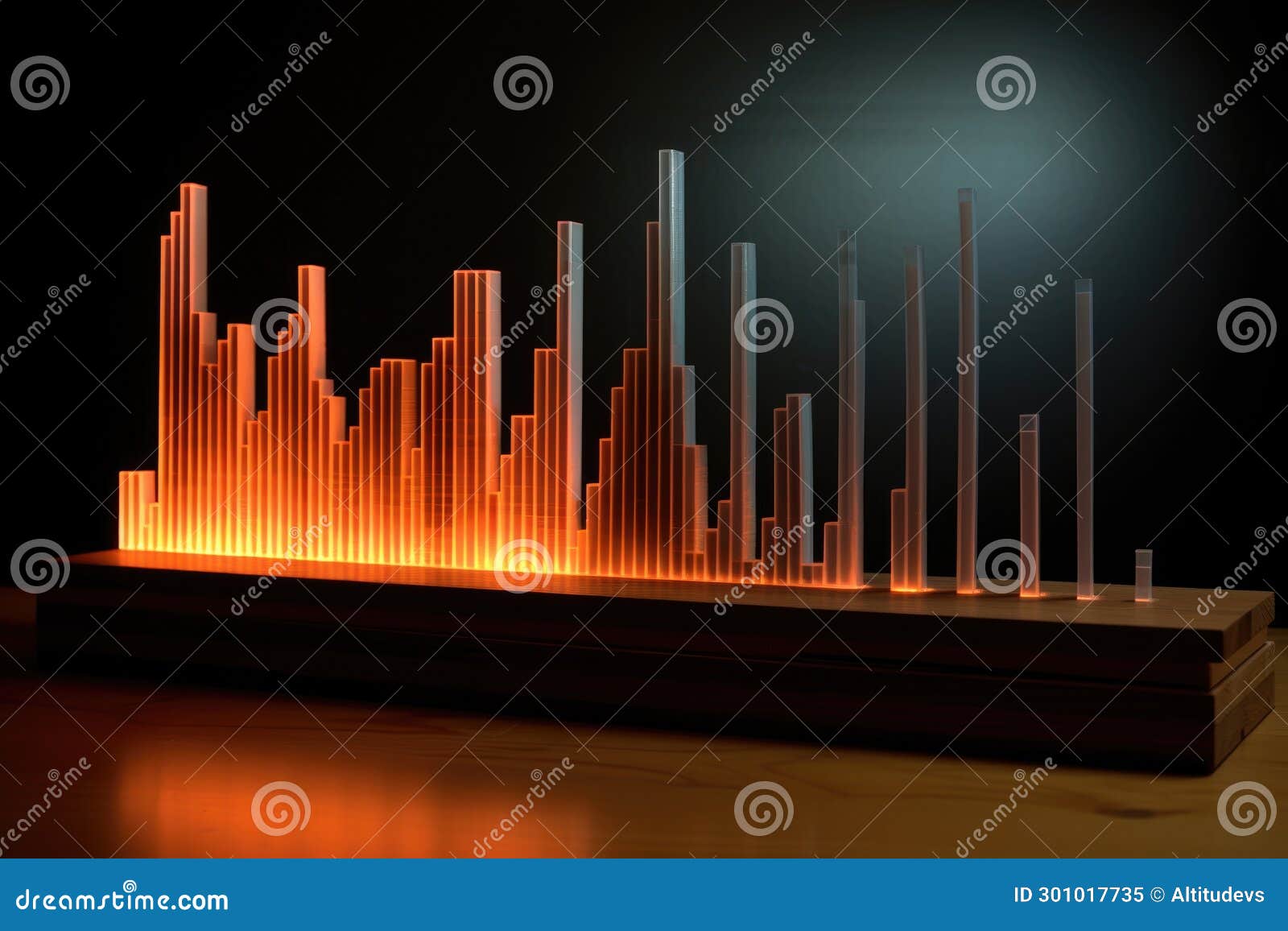 3d Printed Upward-trending Bar Chart on a Lighted Desk Stock ...