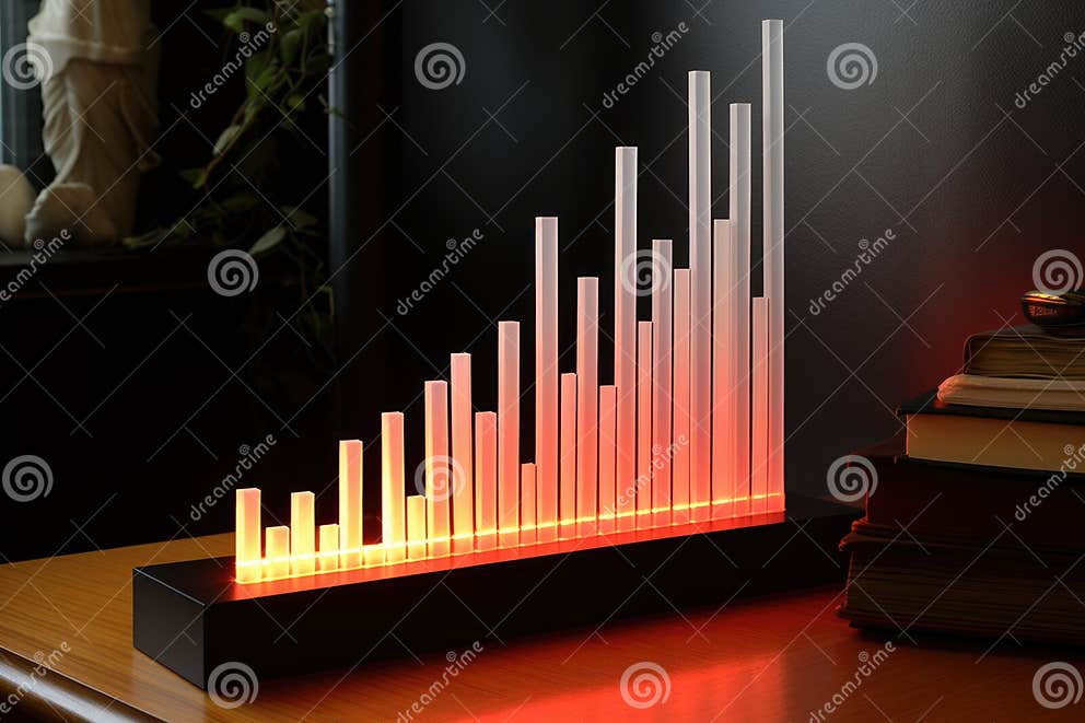 3d Printed Upward-trending Bar Chart on a Lighted Desk Stock ...