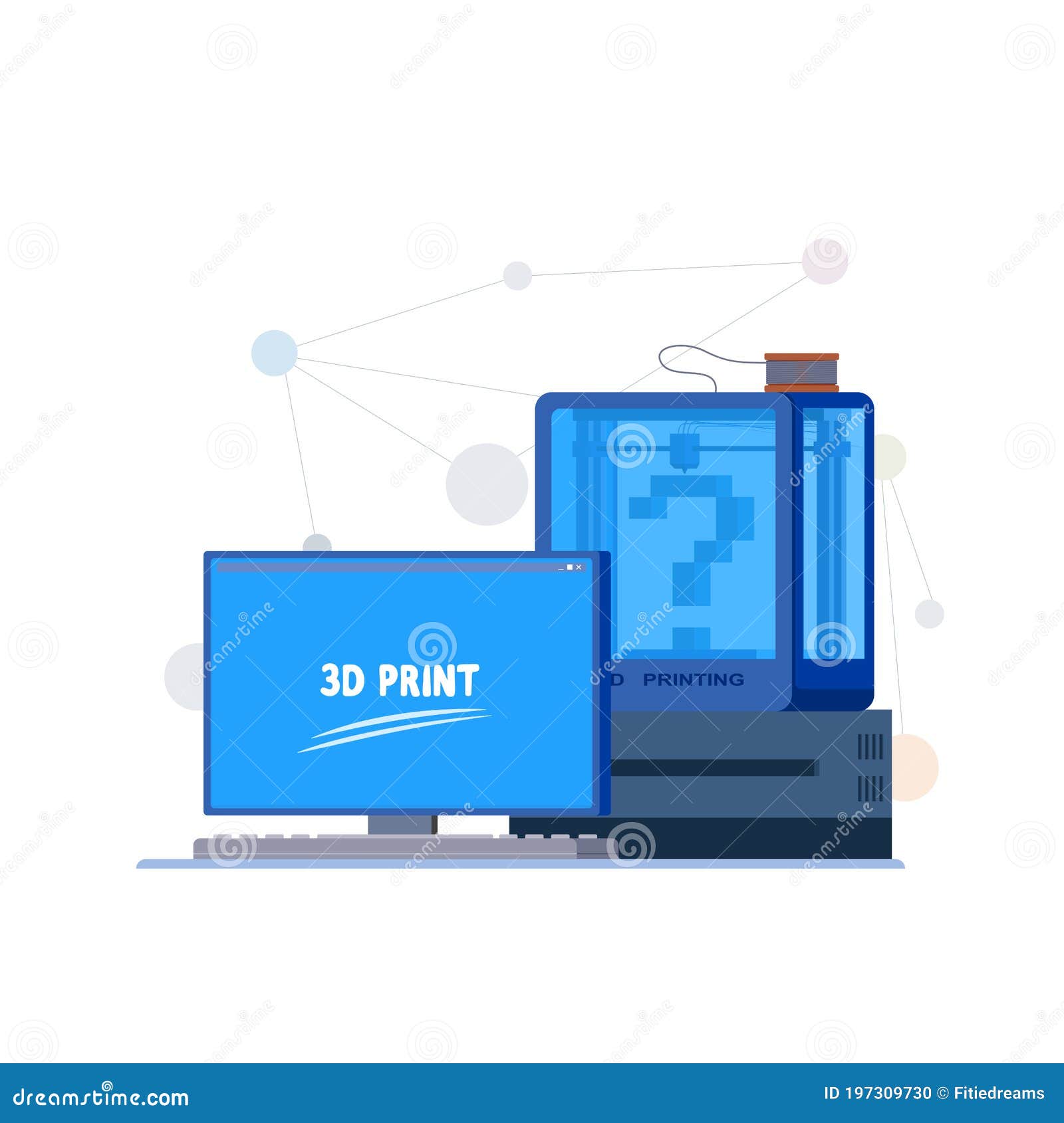 Vector Illustration of 3D Printing with Parallel View, Stock Vector ...