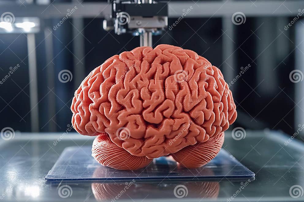 3D Printer Creating a Detailed Model of a Human Brain in a Laboratory ...