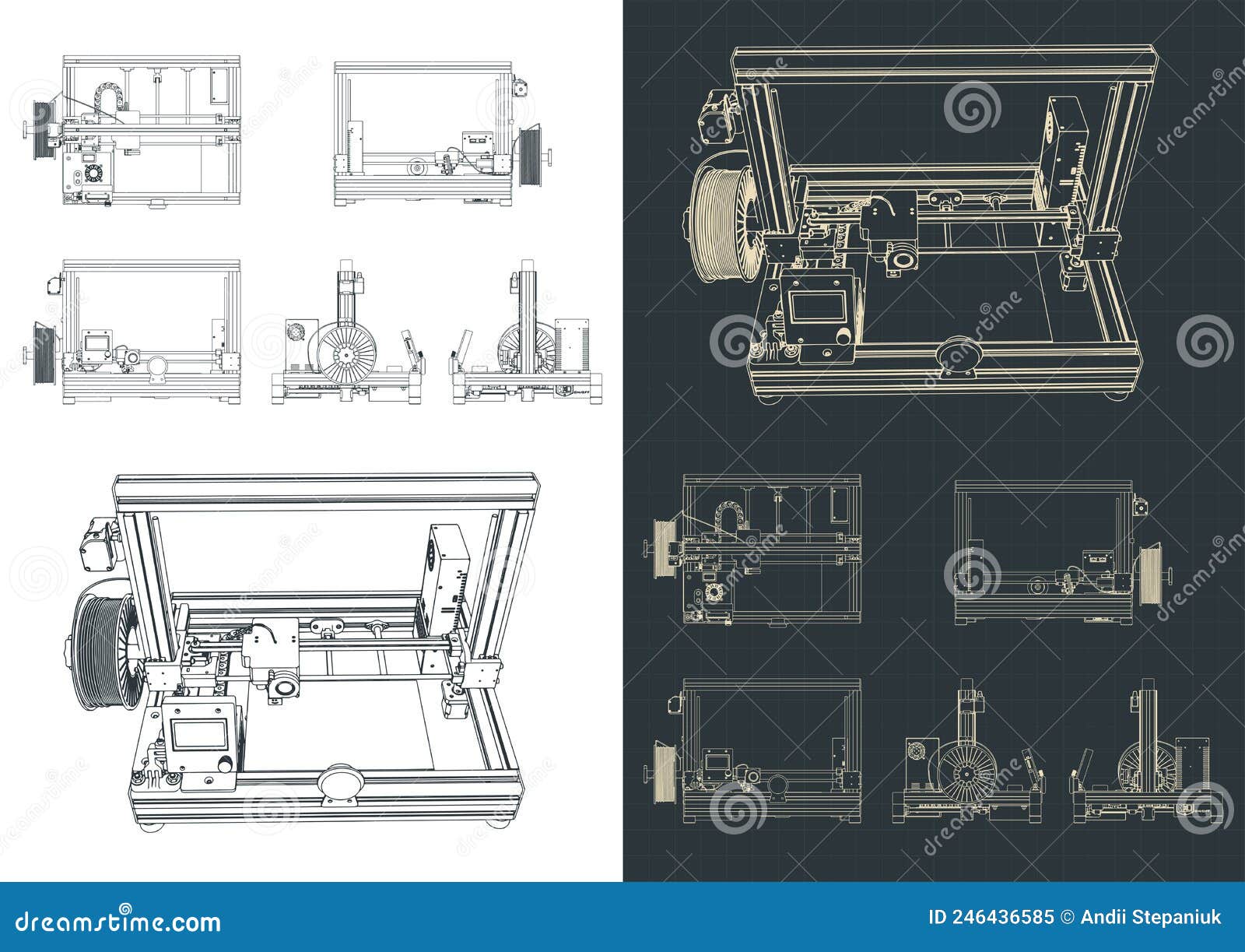 3D printer blueprints stock vector. Illustration of object - 246436585