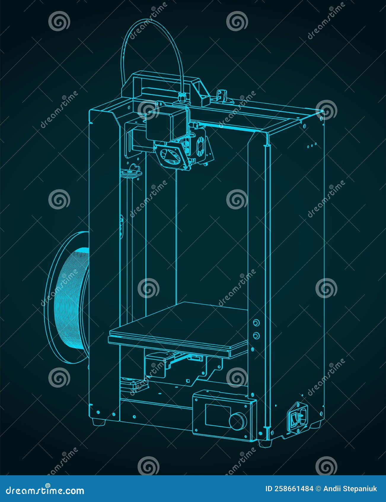 3D Printer blueprints stock vector. Illustration of modern - 258661484