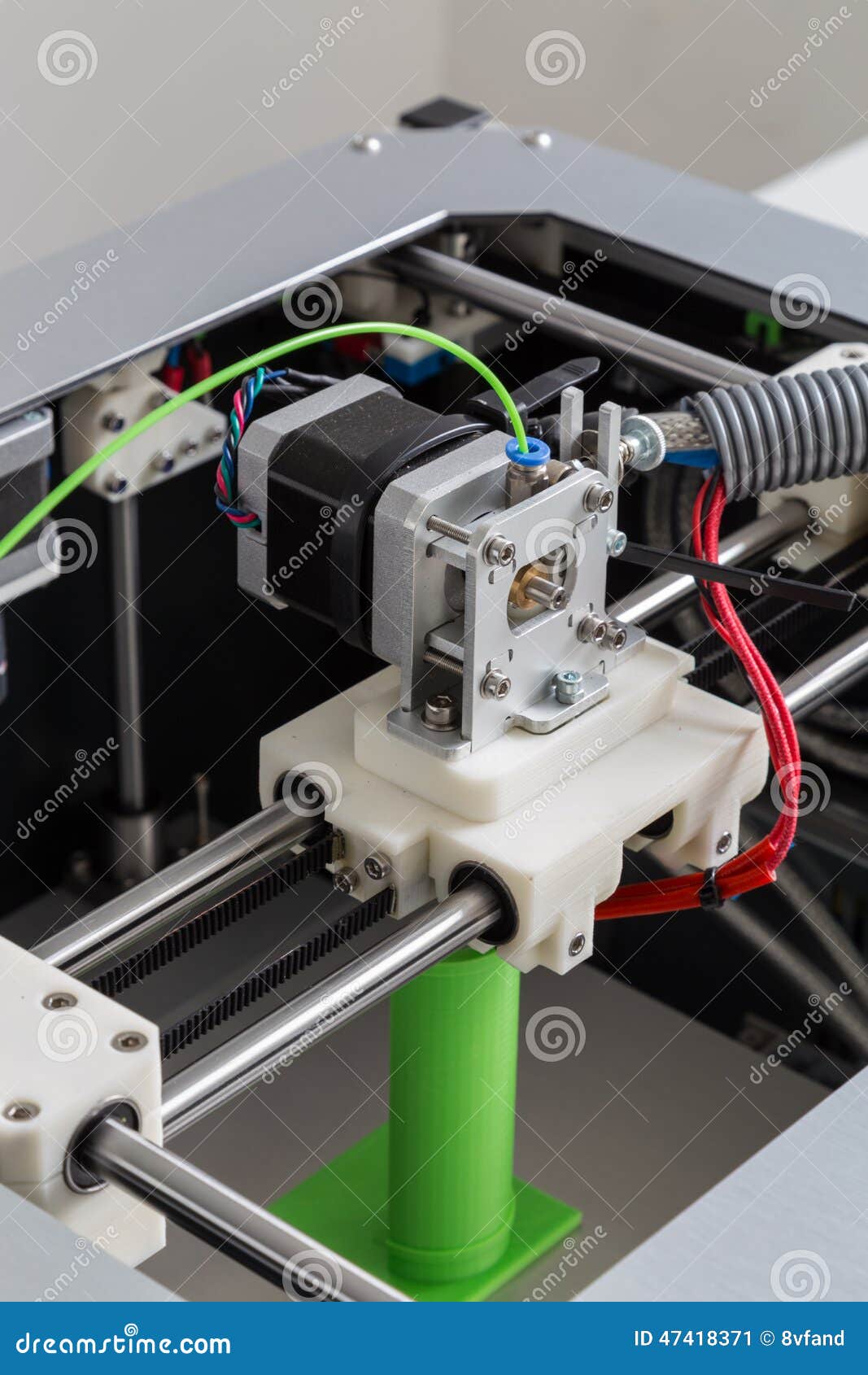 3d Printer with Bright Green Filament Stock Image - Image of display ...