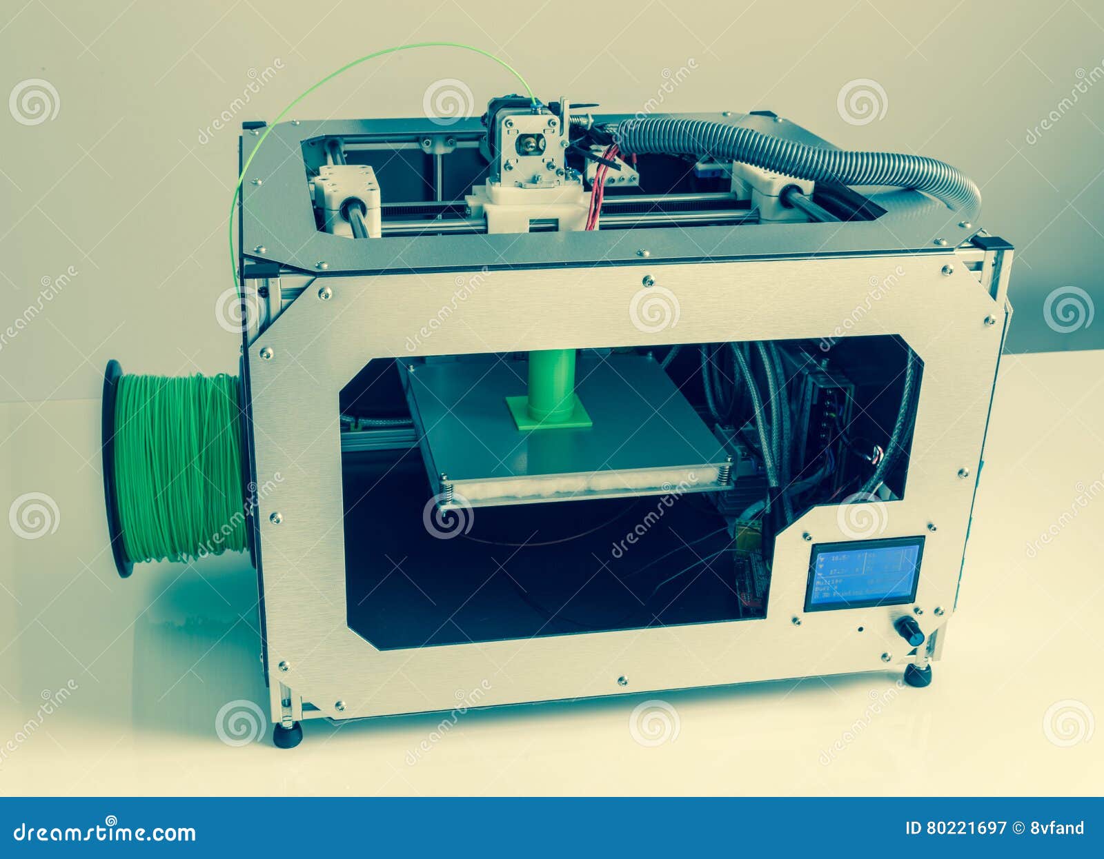3d Printer with Bright Green Filament Stock Image - Image of display ...