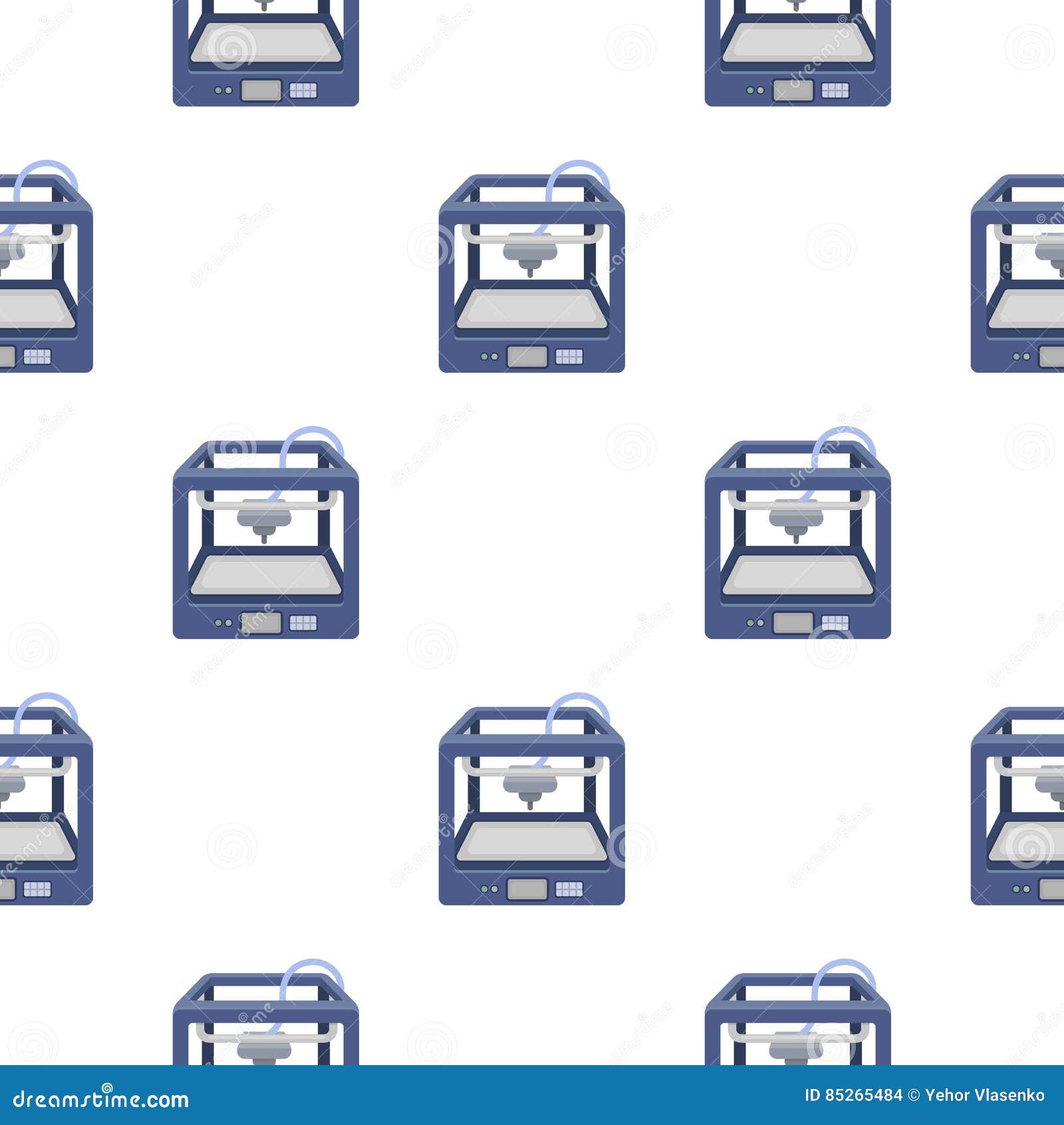 3D Printer in Cartoon Style Isolated on White Background. Typography ...