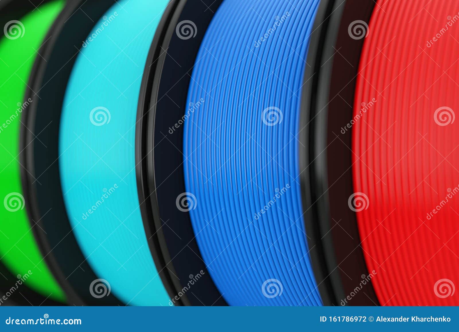 3d Printer Color Filament Coils. 3d Rendering Stock Illustration ...