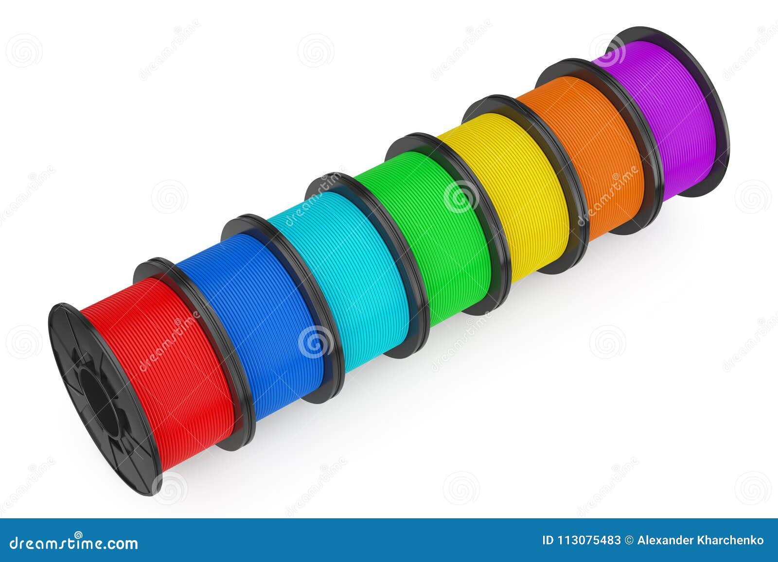 3d Printer Color Filament Coils. 3d Rendering Stock Illustration ...