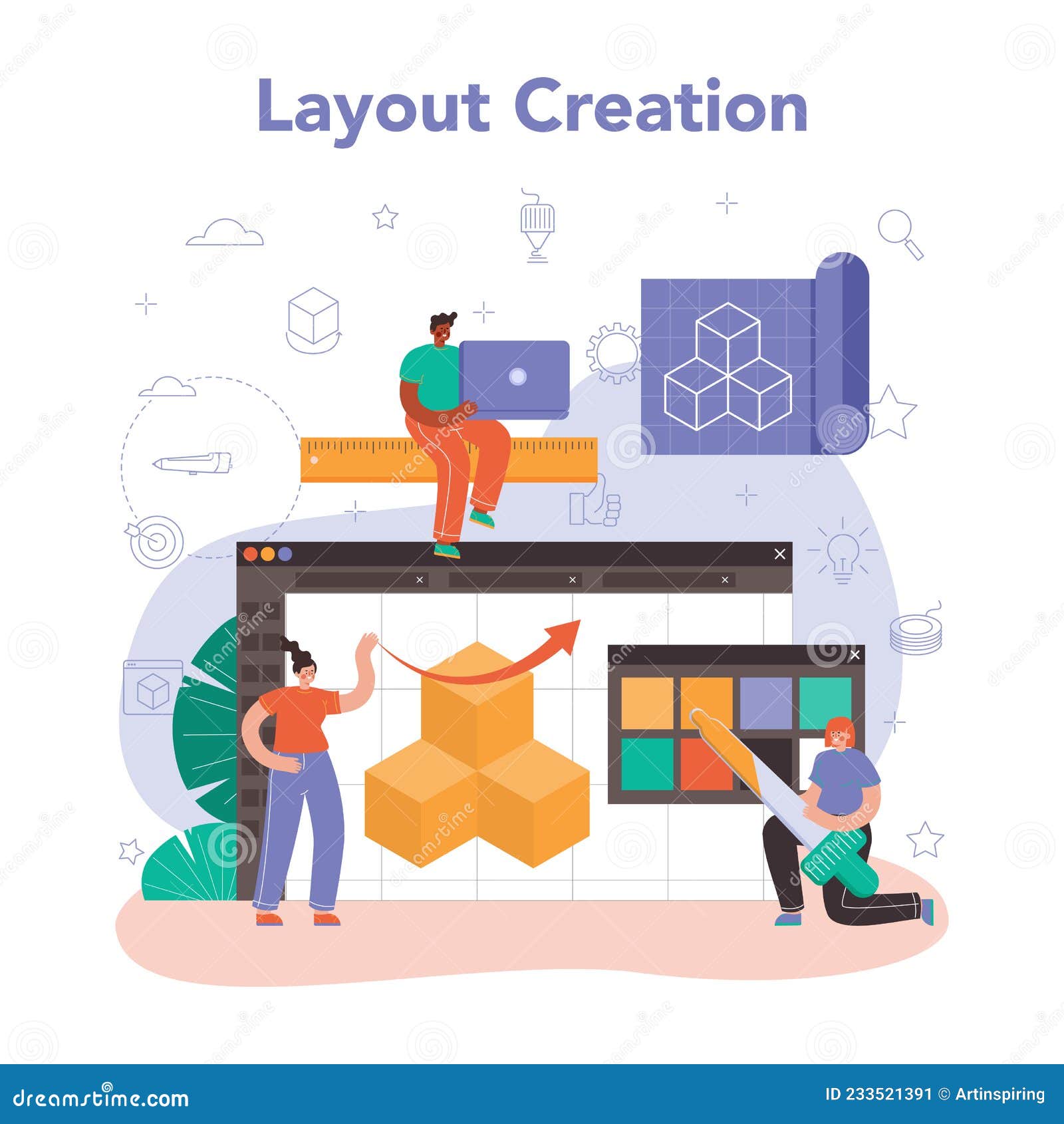 3D Printer Concept Banner, Comics Isometric Style Cartoon Vector ...