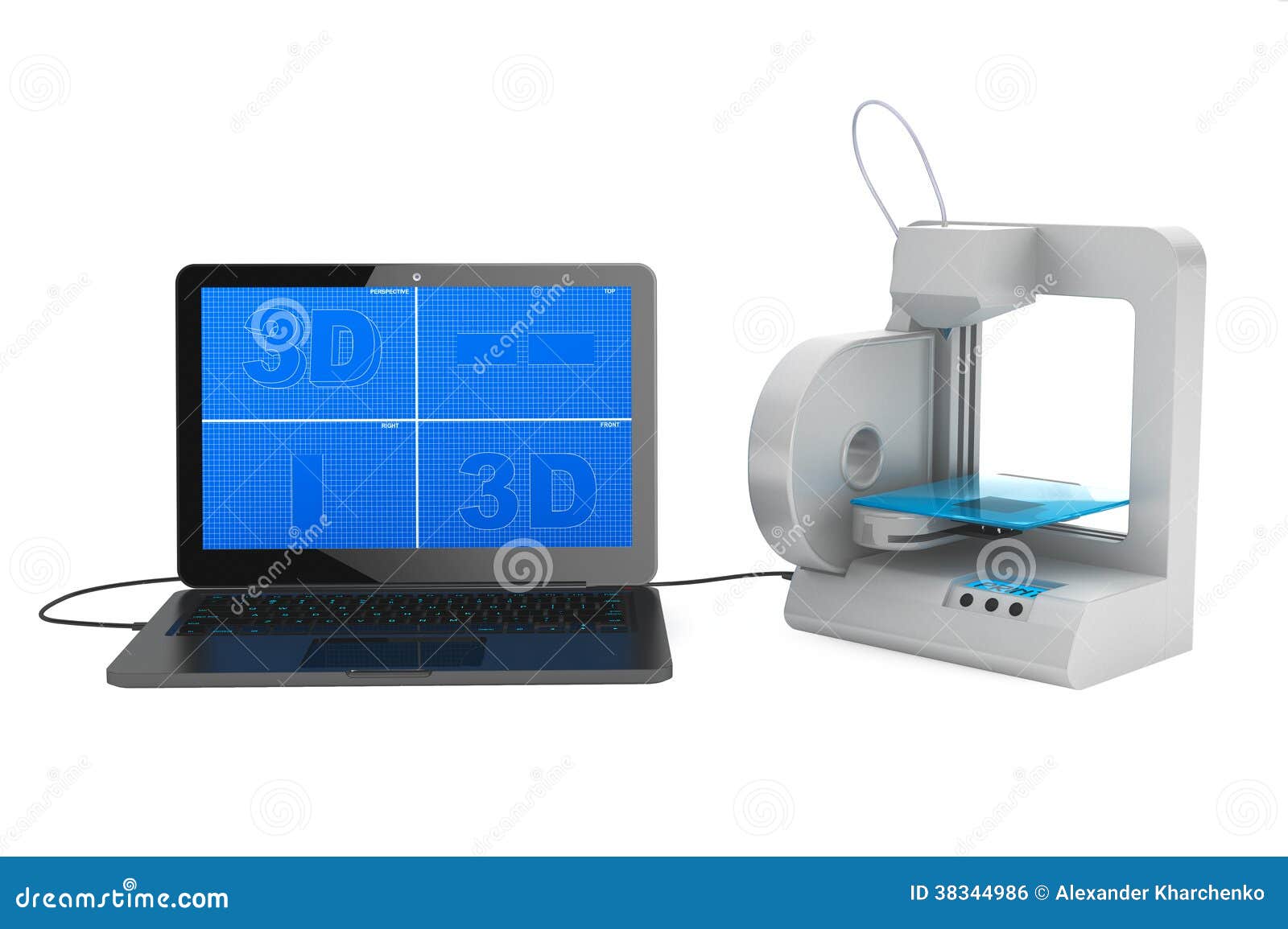 3d Printer Connected To Desktop Computer Stock Photography ...