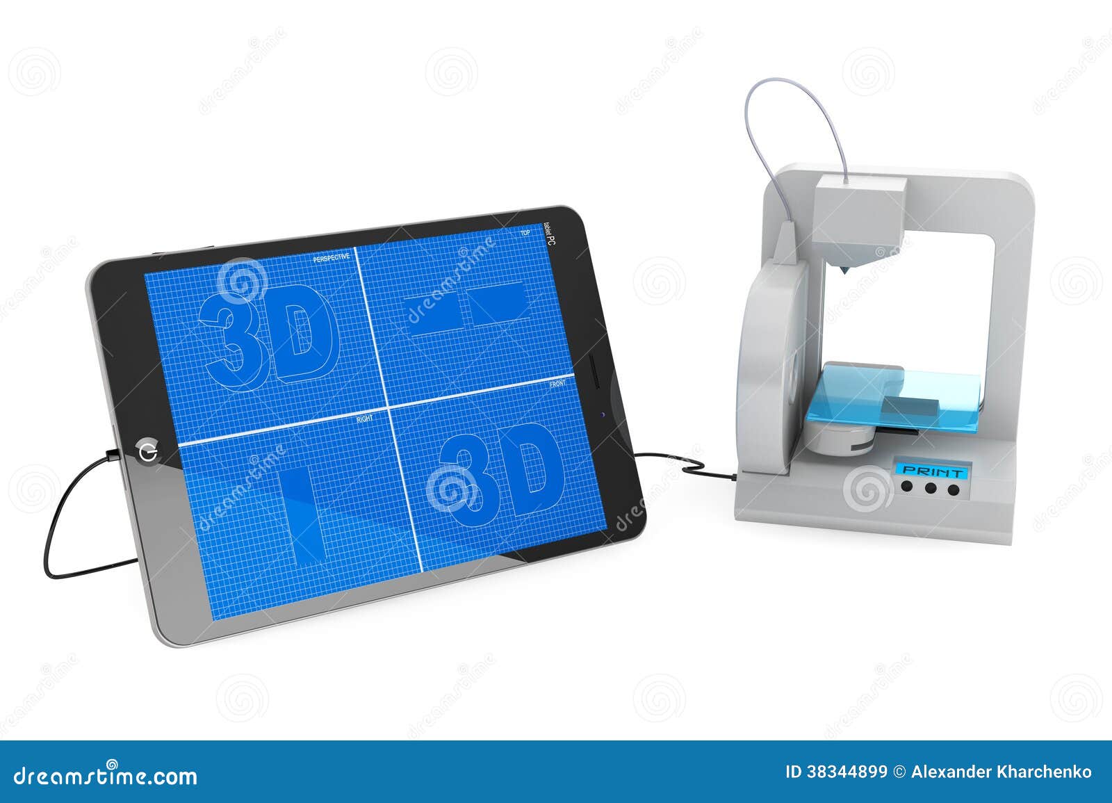 3d Printer Connected To Desktop Computer Stock Photography ...
