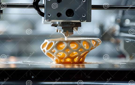 A 3D Printer Creates an Organically Shaped Vase, Emphasizing the ...