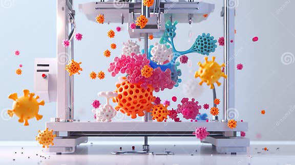 3D Printer Creating Colorful Molecular Structures Stock Image - Image ...