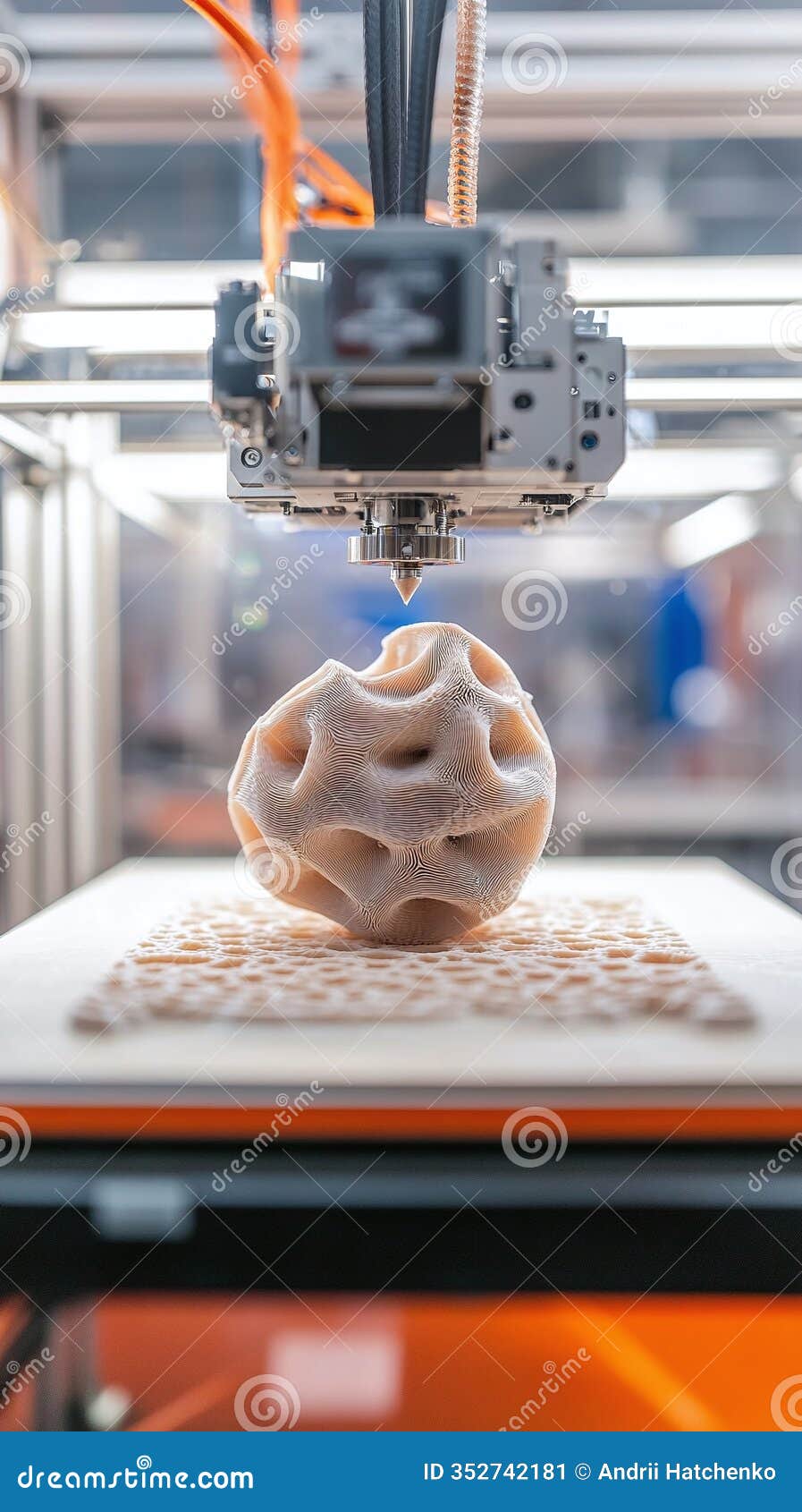 A 3d Printer Creating A Complex Model Layer By Layer In A Tech Lab Stock Illustration