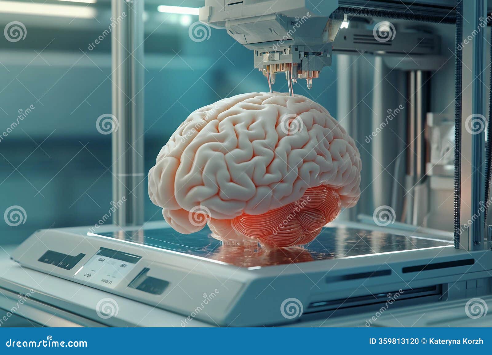 3D Printer Creating a Detailed Model of a Human Brain in a Laboratory ...