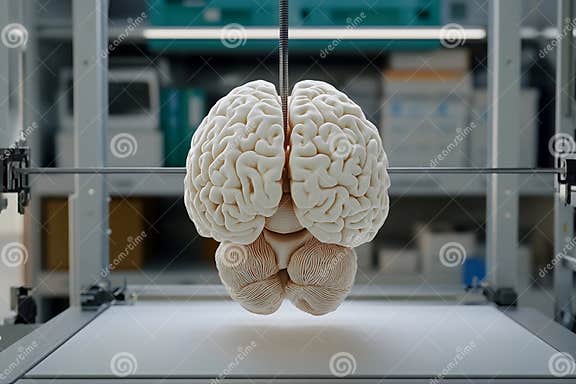3D Printer Creating a Detailed Model of a Human Brain in a Laboratory ...
