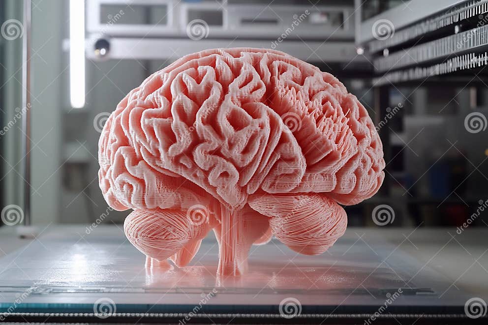 3D Printer Creating a Detailed Model of a Human Brain in a Laboratory ...
