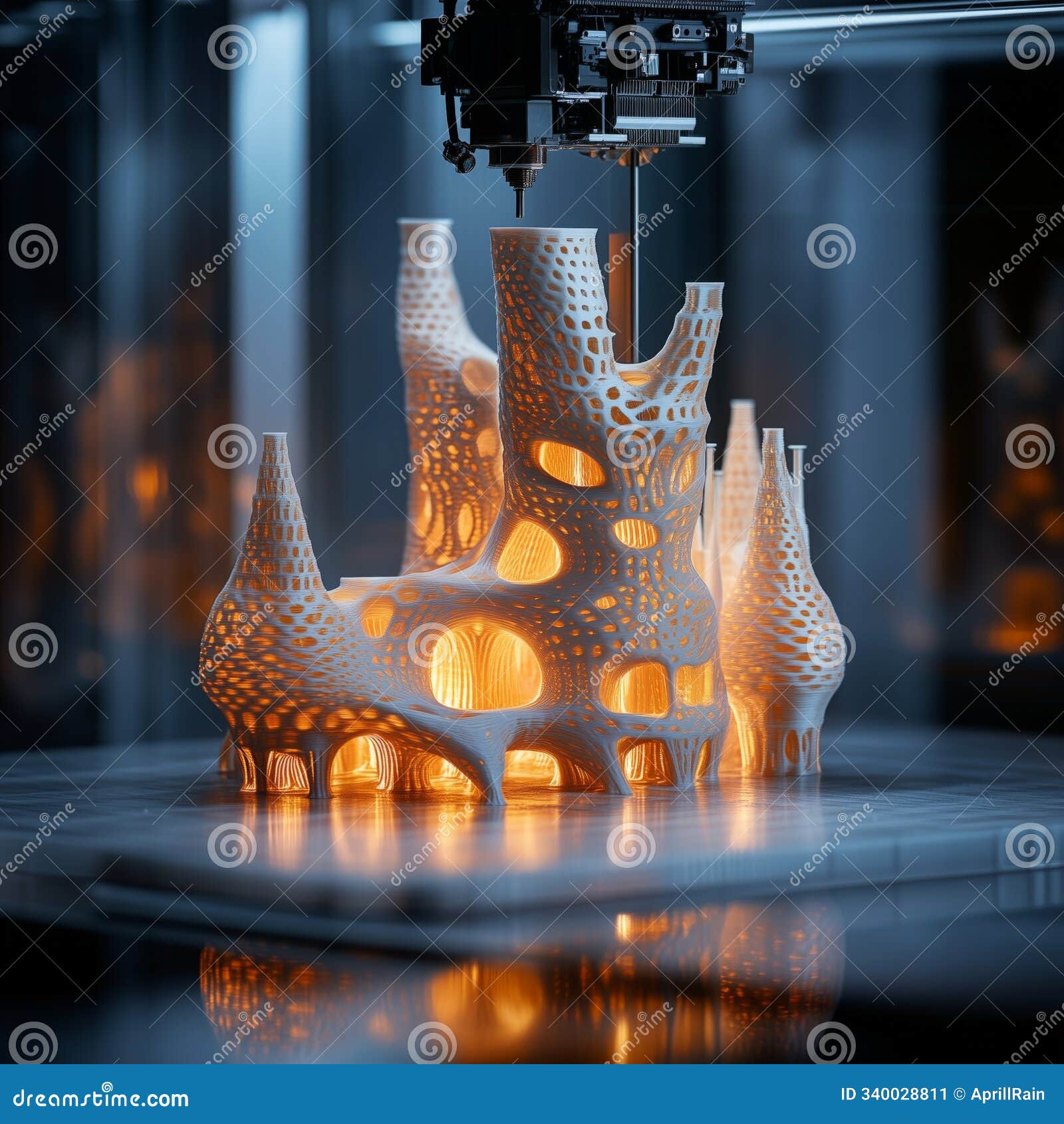 3D Printer Creating an Intricate Architectural Structure Stock Image ...