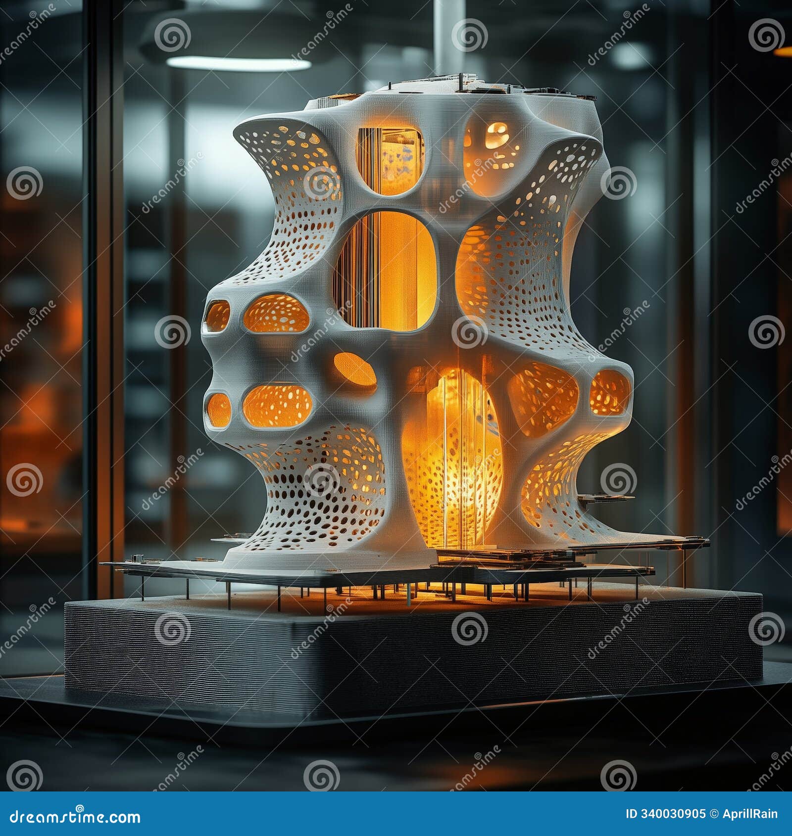 3D Printer Creating an Intricate Architectural Structure Stock Image ...