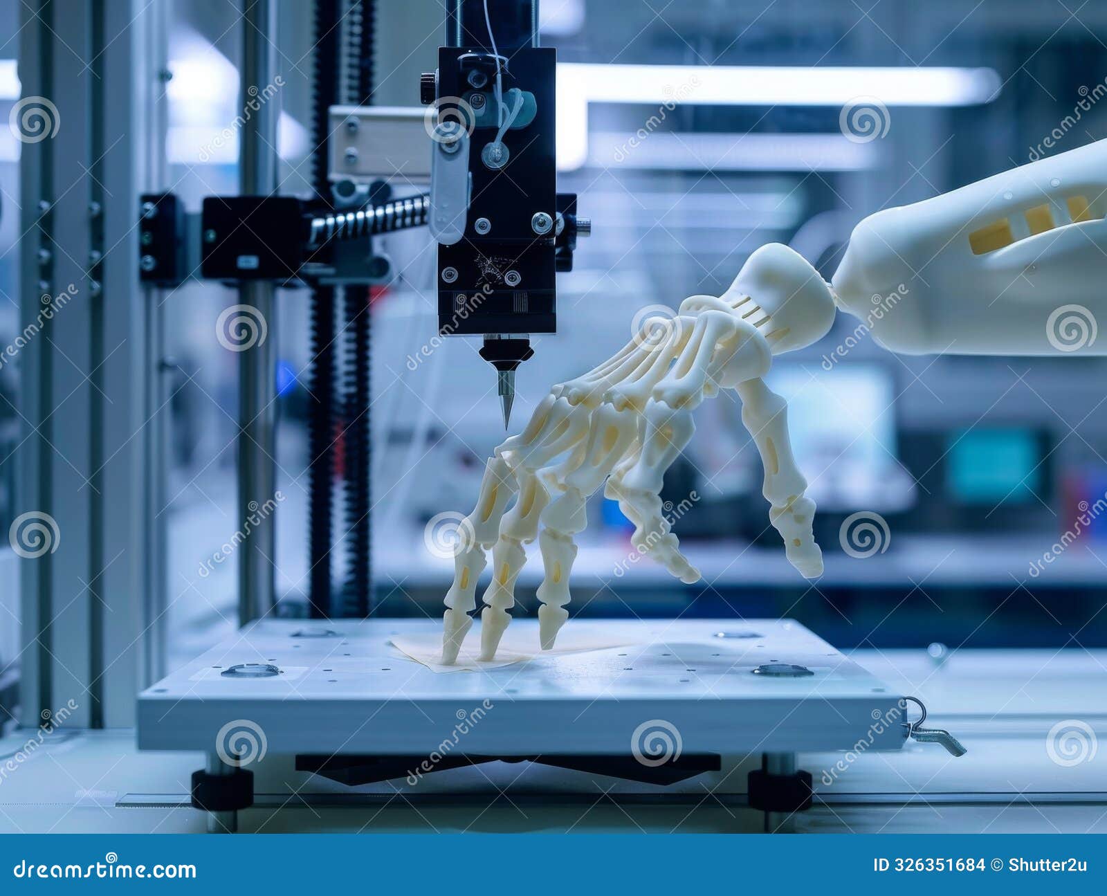 A 3D Printer Creating Prosthetic Limbs in a Lab Demonstrating the ...