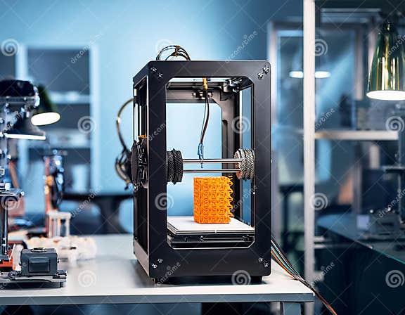 3D Printer Creating a Prototype in a Lab Stock Illustration ...
