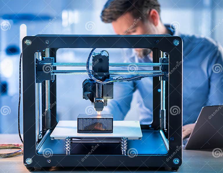 3D Printer Creating a Prototype in a Lab Stock Illustration ...
