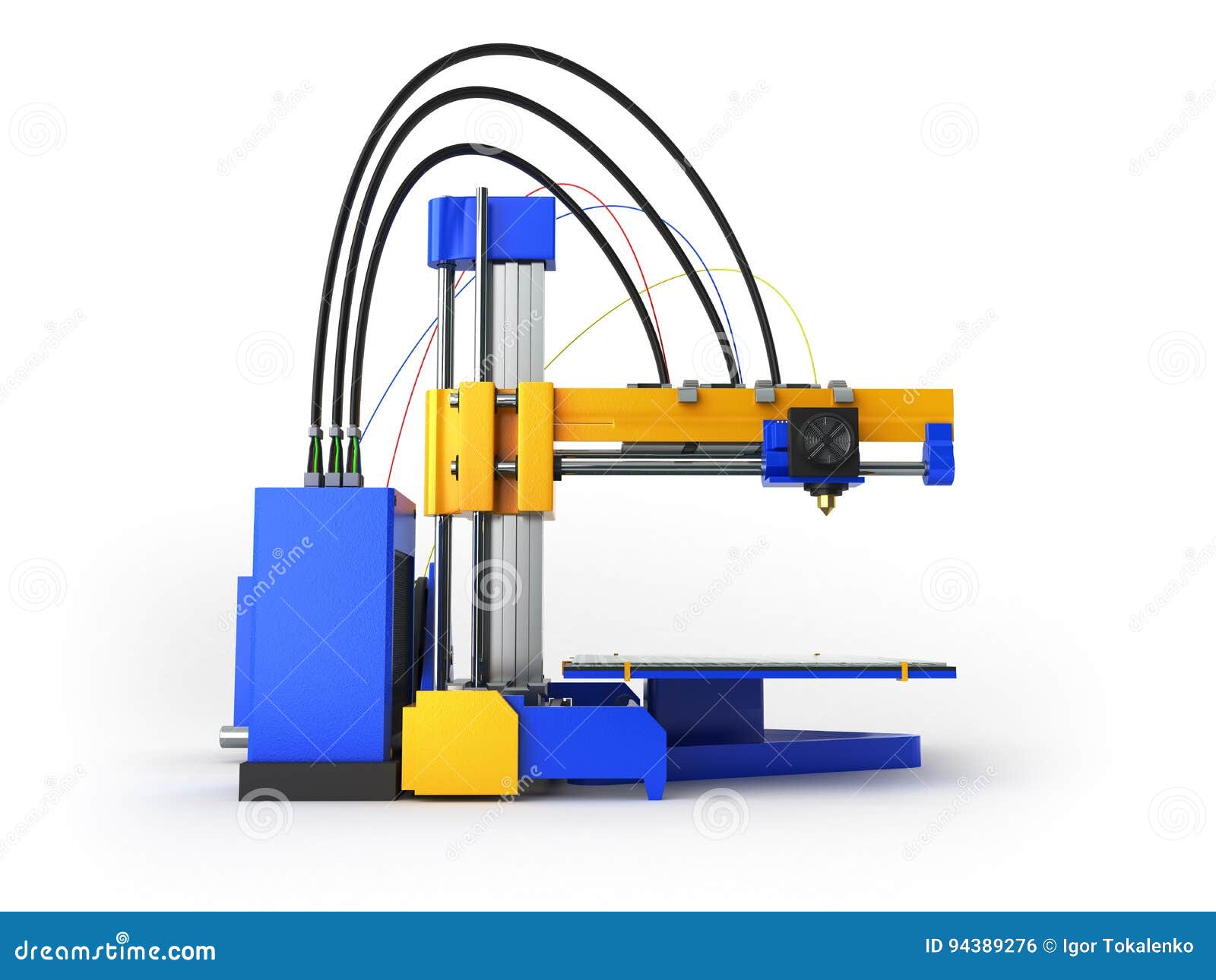 3D Printer 3D Render on White Background Stock Illustration ...