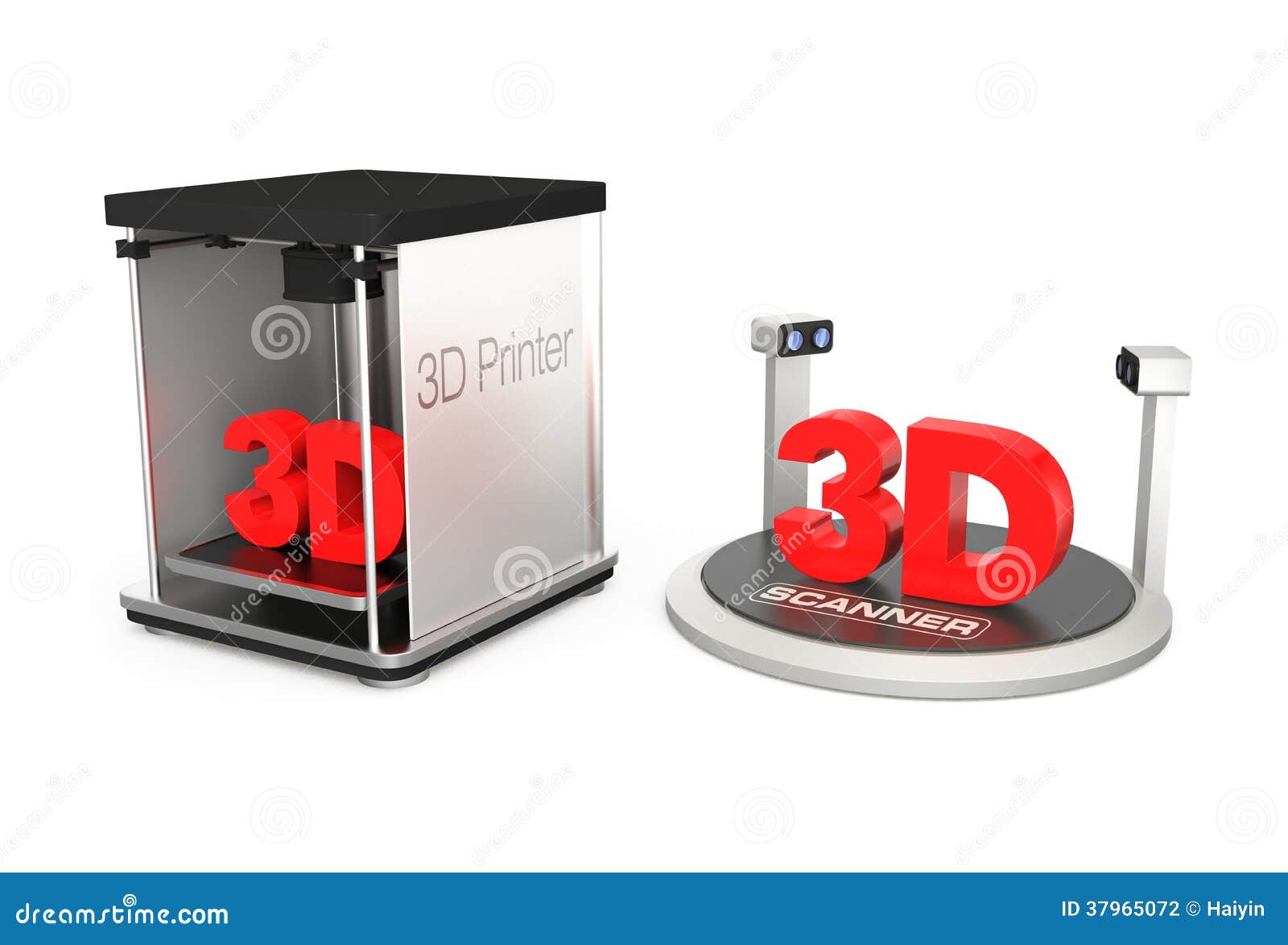 3D printer and 3D scanner stock illustration. Illustration of plastic ...