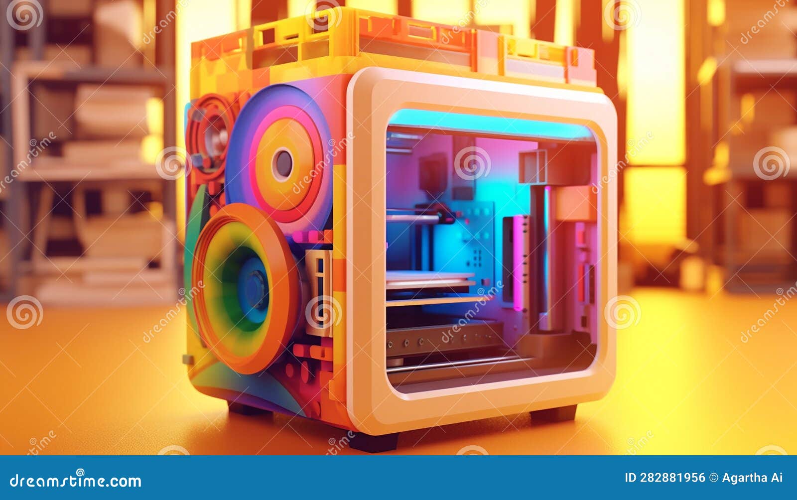 3D Printer Design. Pop Art Concept, Creative Printer Design Created ...