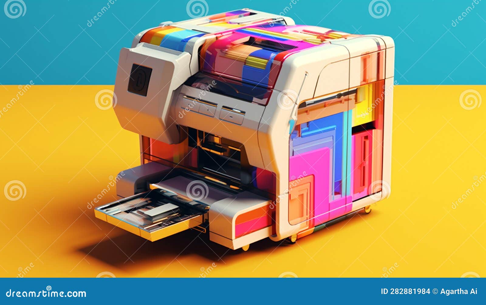 3D Printer Design. Pop Art Concept, Creative Printer Design Created ...
