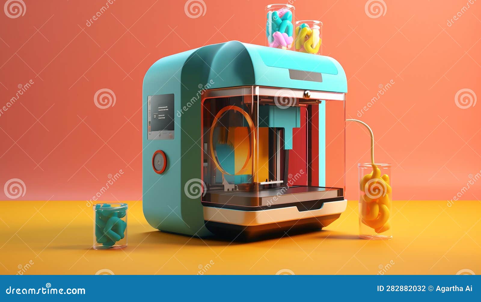 3D Printer Design. Pop Art Concept, Creative Printer Design Created ...