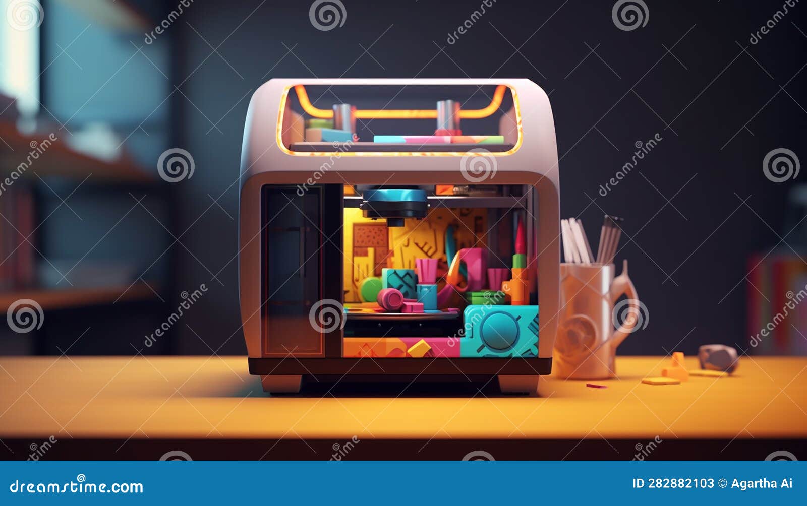 3D Printer Design. Pop Art Concept, Creative Printer Design Created ...
