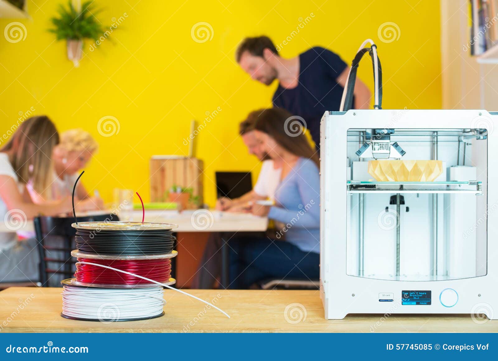 3D Printer with Designers in Background Stock Image - Image of ...