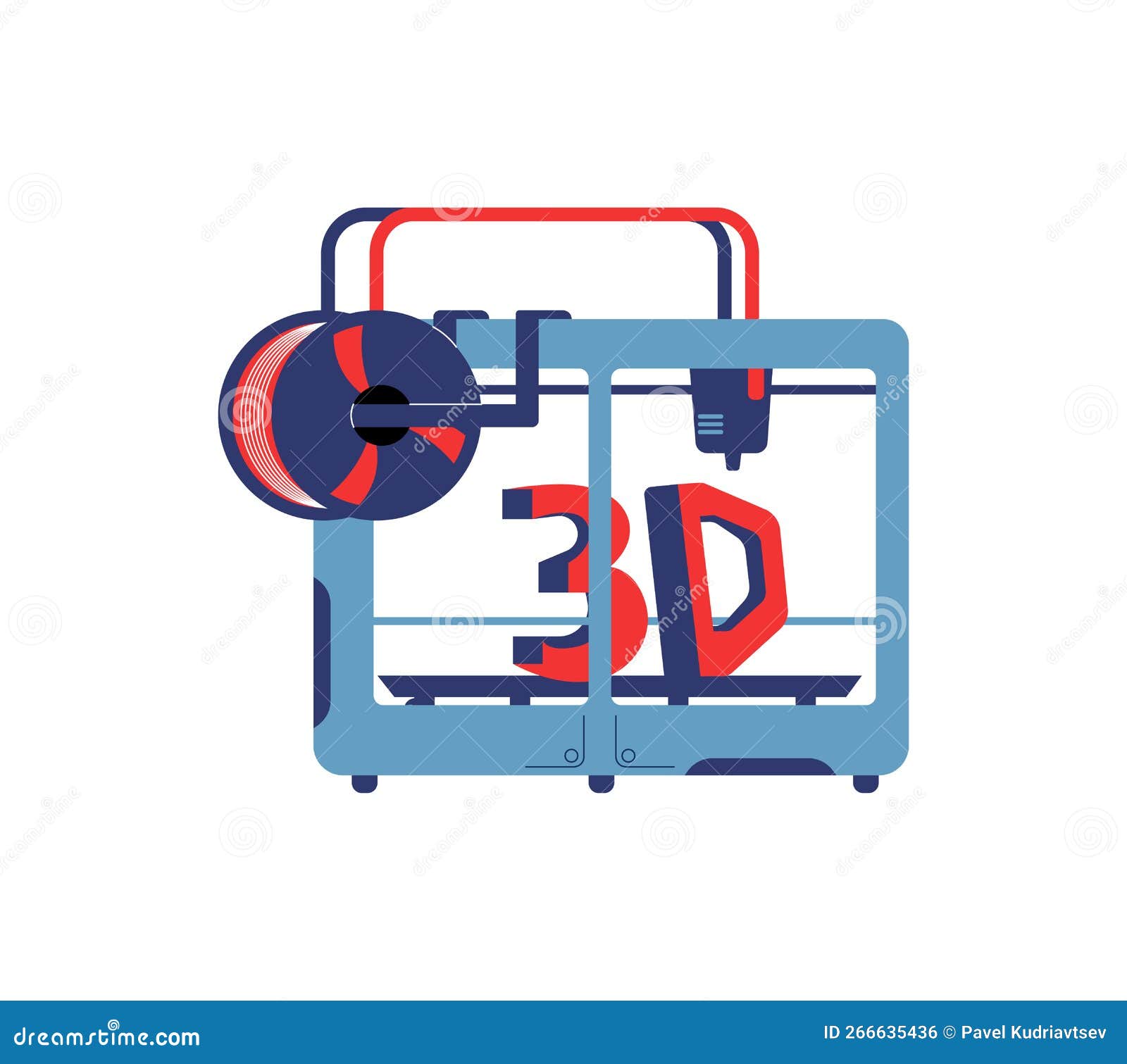 3D Printer Device Flat Vector Illustration Isolated on White Background ...
