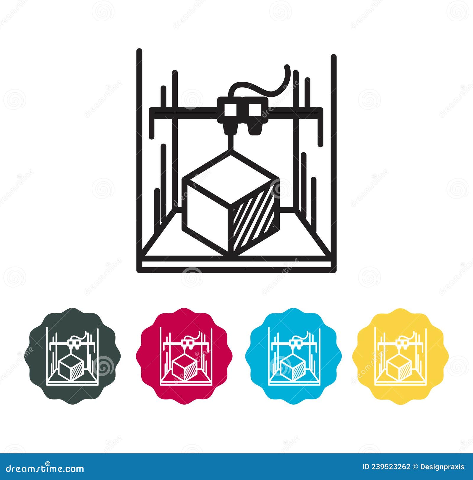 3D Printer - FDM - Icon stock vector. Illustration of printing - 239523262