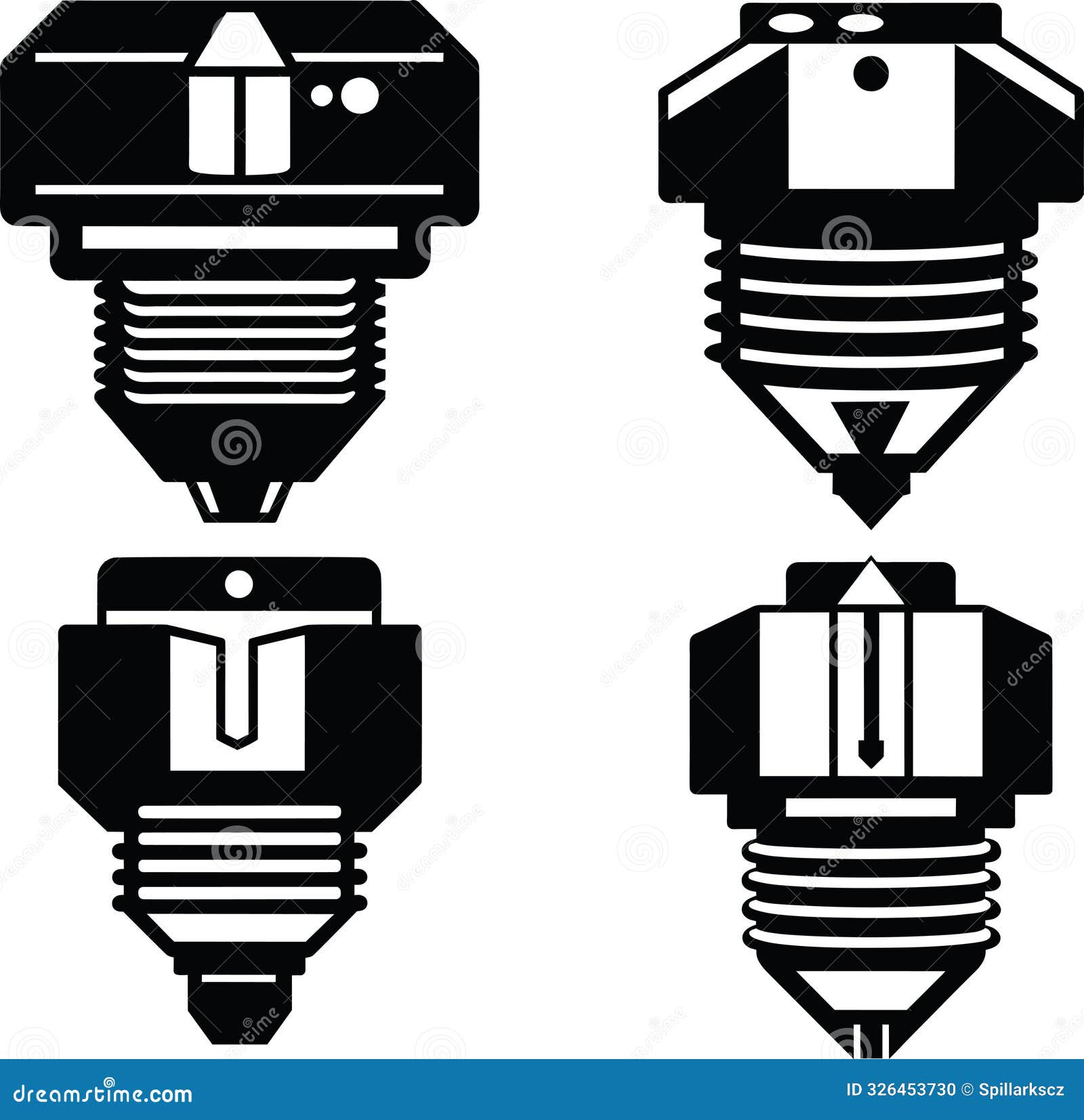 3d Printer Filament Icon Set in Black Over White Stock Illustration ...