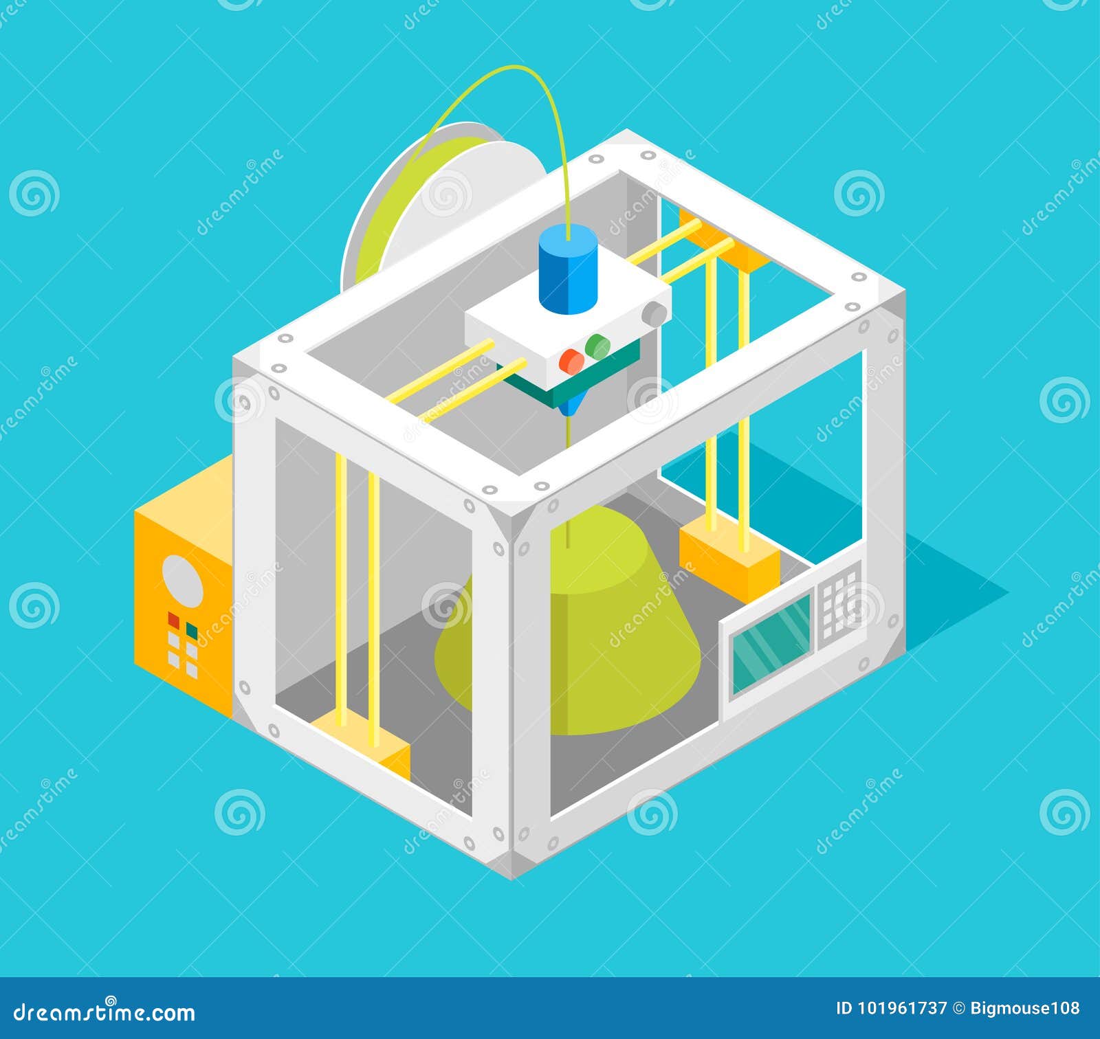 3d Printer Flat Design Style Isometric View. Vector Stock Vector ...
