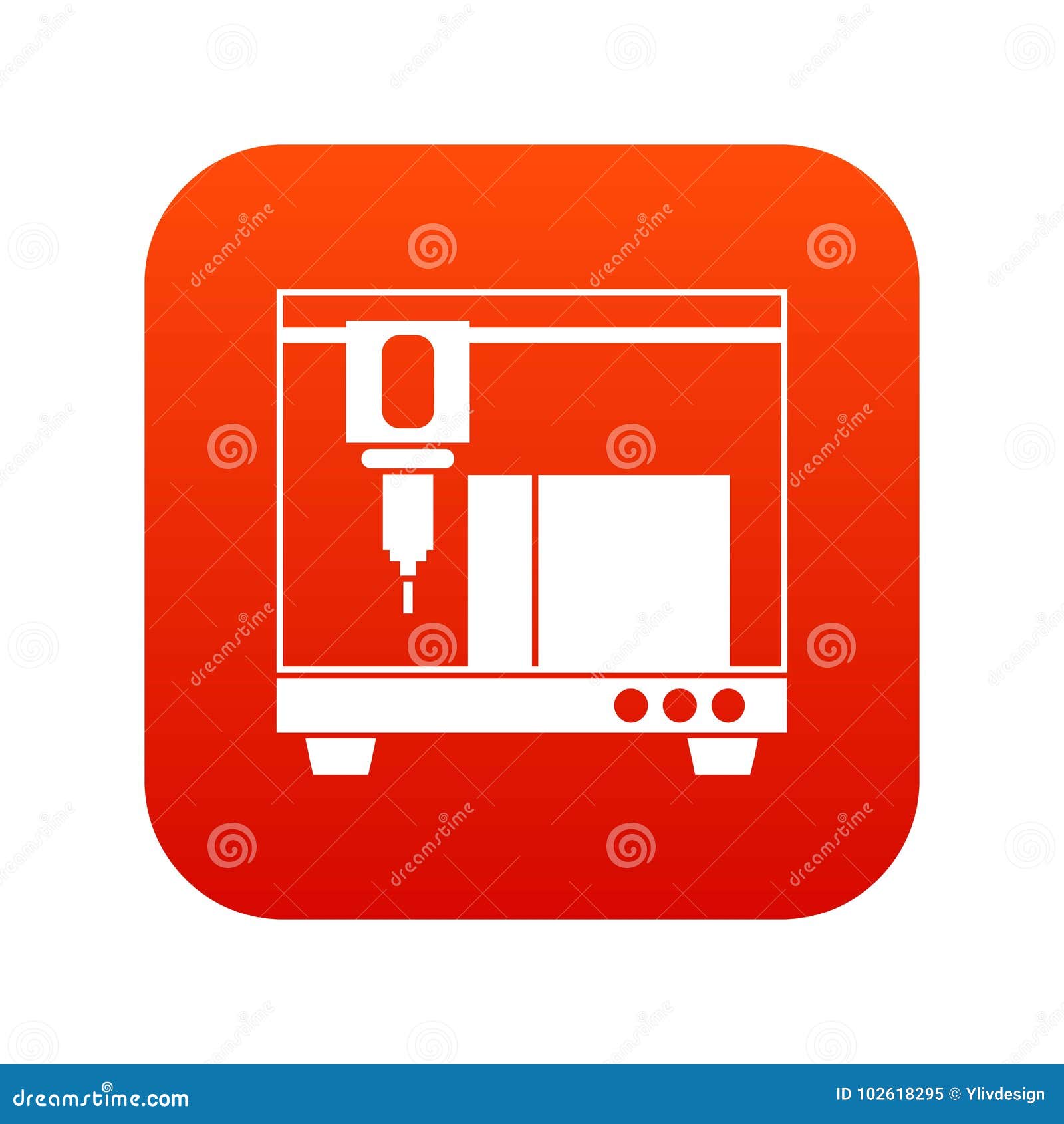 3D Printer Icon Digital Red Stock Vector - Illustration of machine ...