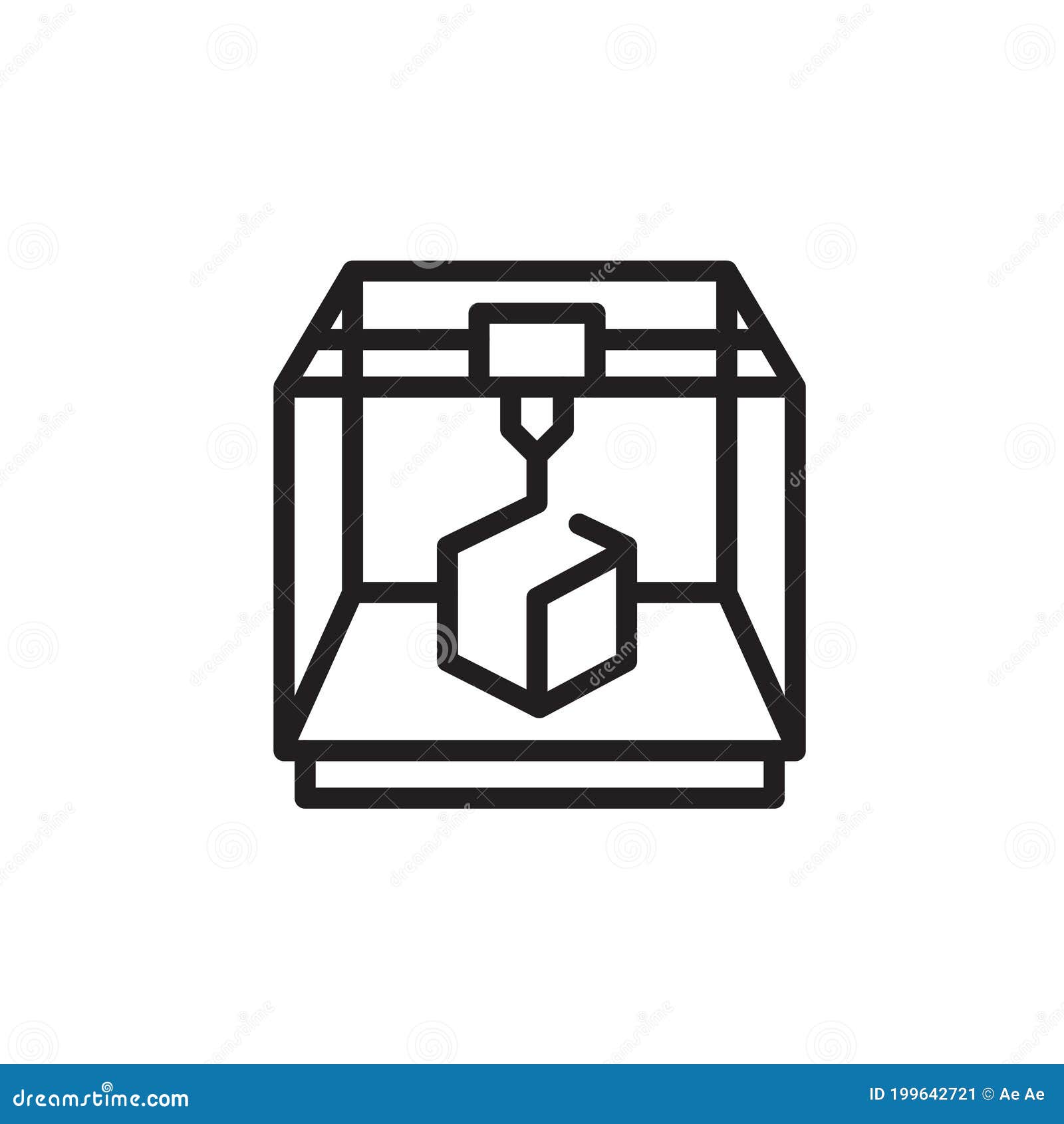3d Printer Icon. Vector. Volumetric Printing. Outline Style Stock ...