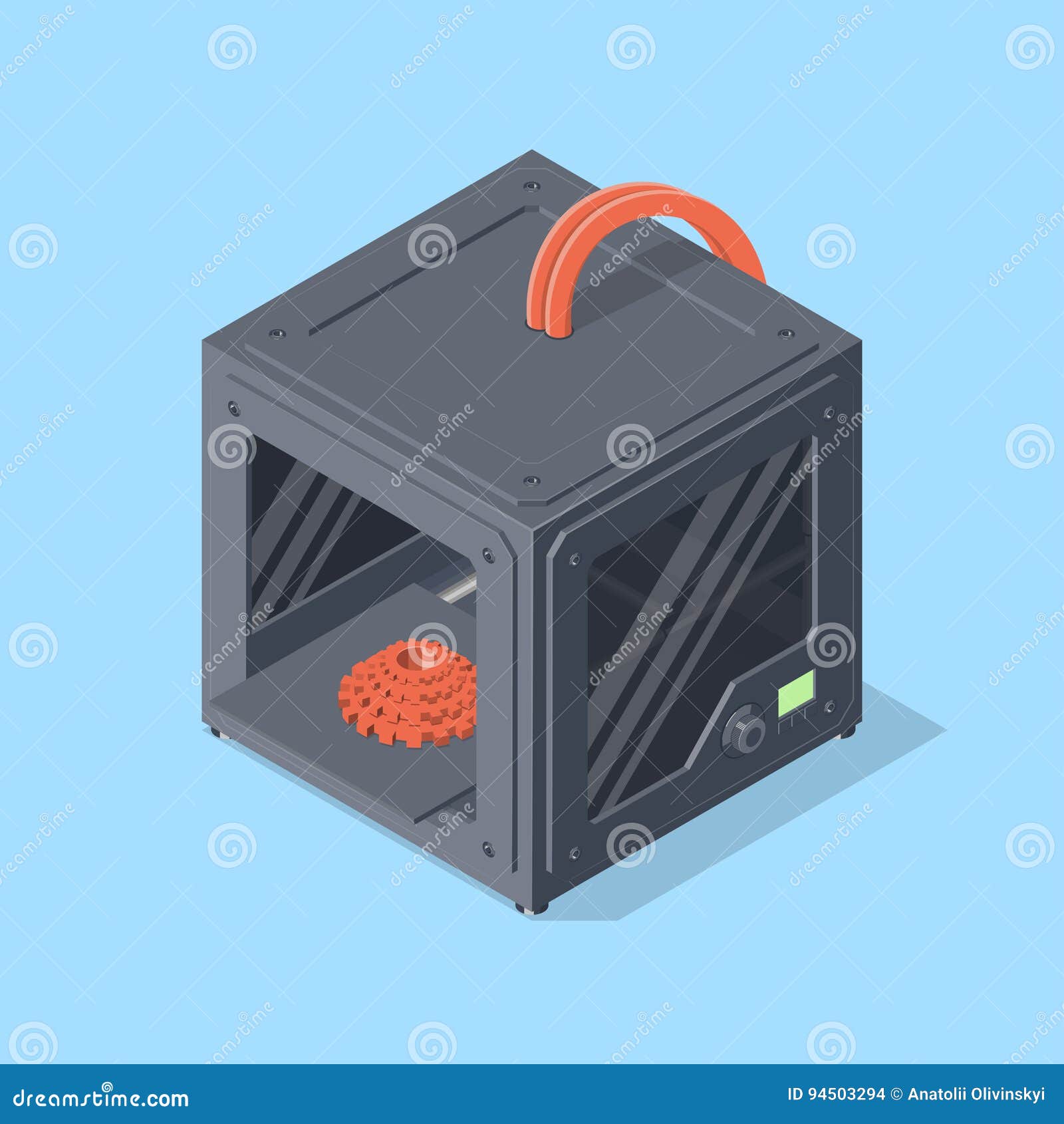3D printer illustration. stock vector. Illustration of business - 94503294