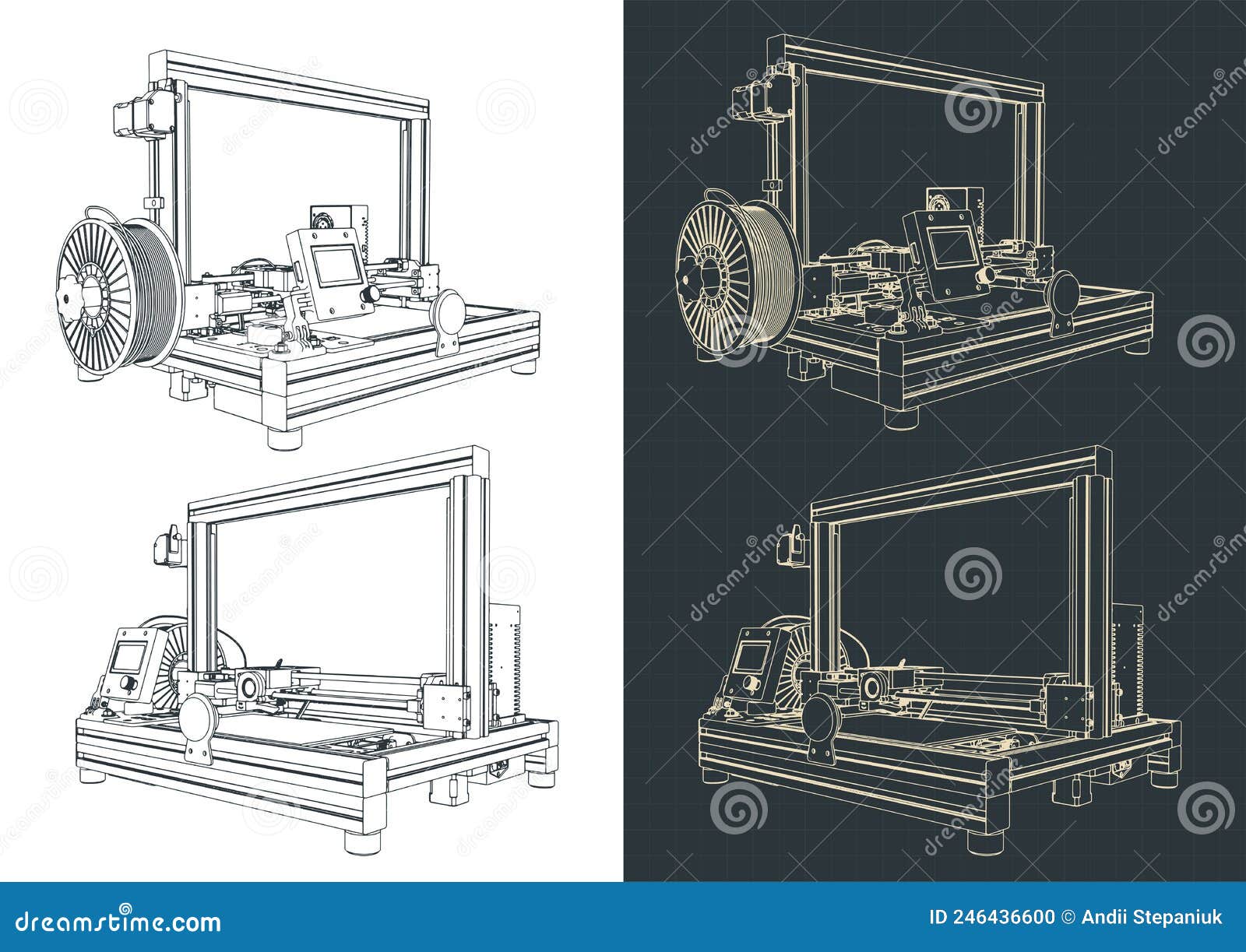 3D printer illustration stock vector. Illustration of model - 246436600