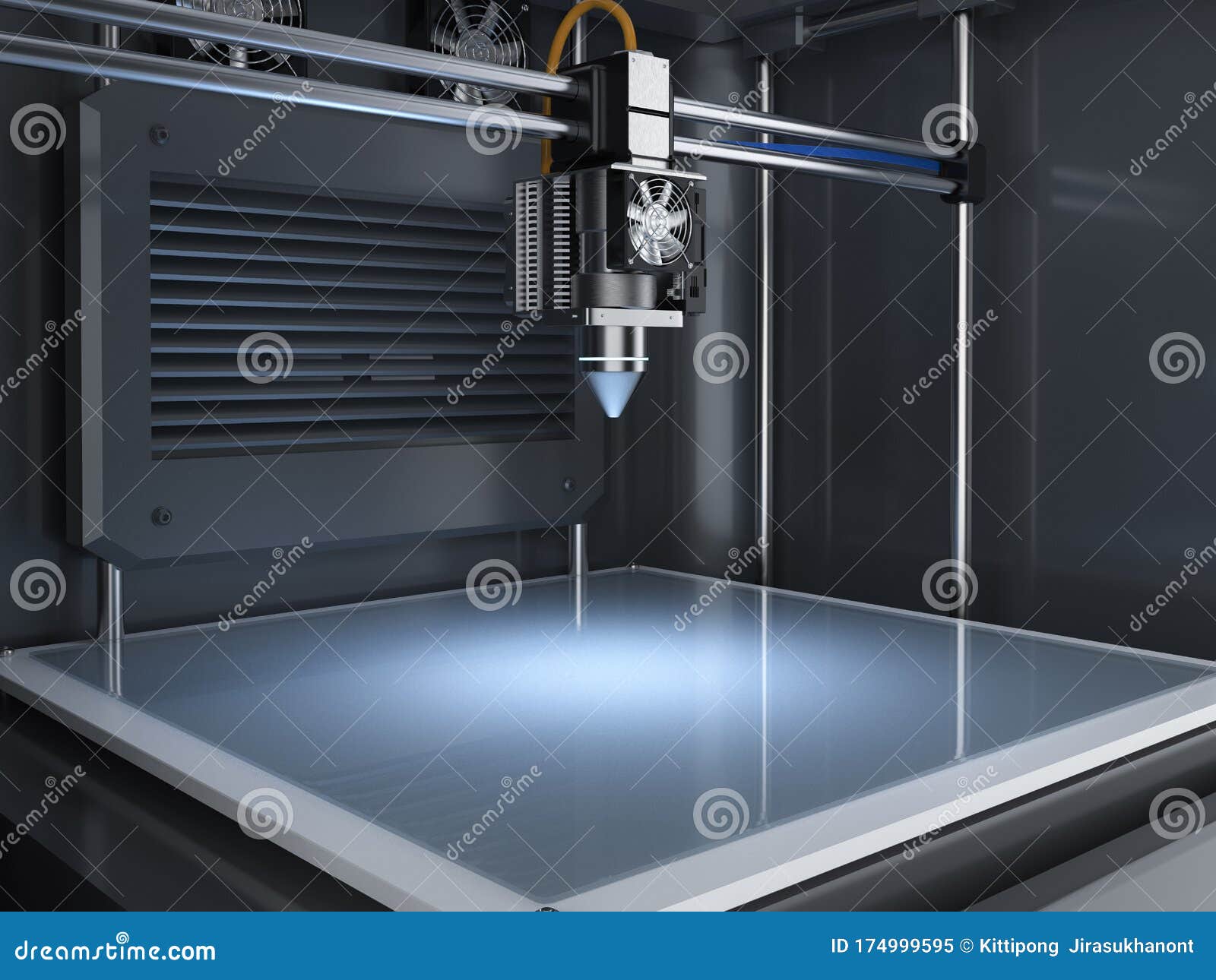 3d Printer with Injector Nozzle Stock Illustration - Illustration of ...